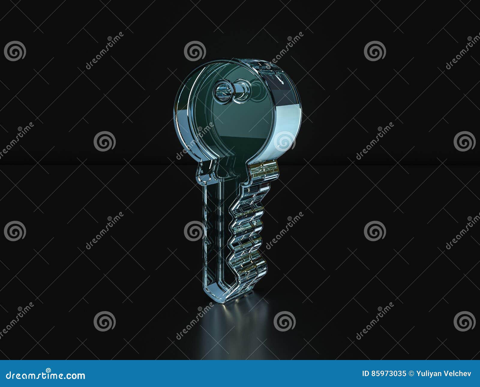 Glass Key Symbol 3D Illustration Stock Illustration - Illustration of ...