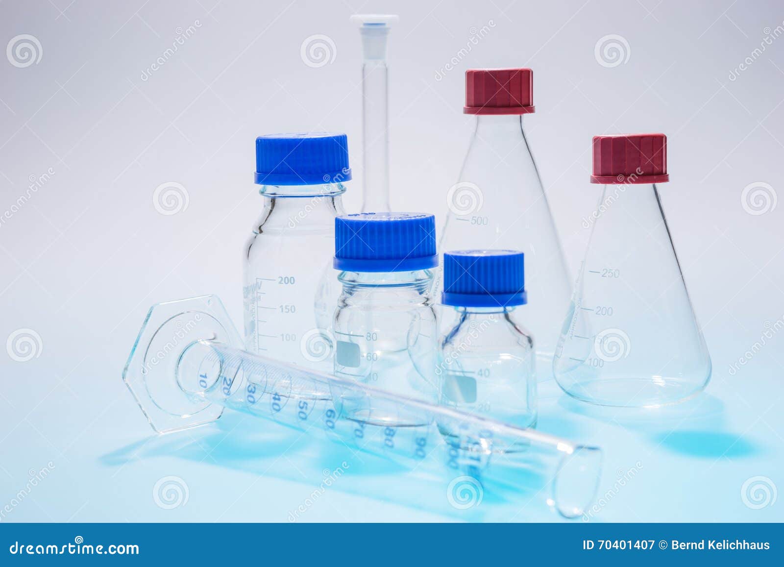 Glass Laboratory Apparatus with Blue Shadow Stock Image - Image of ...