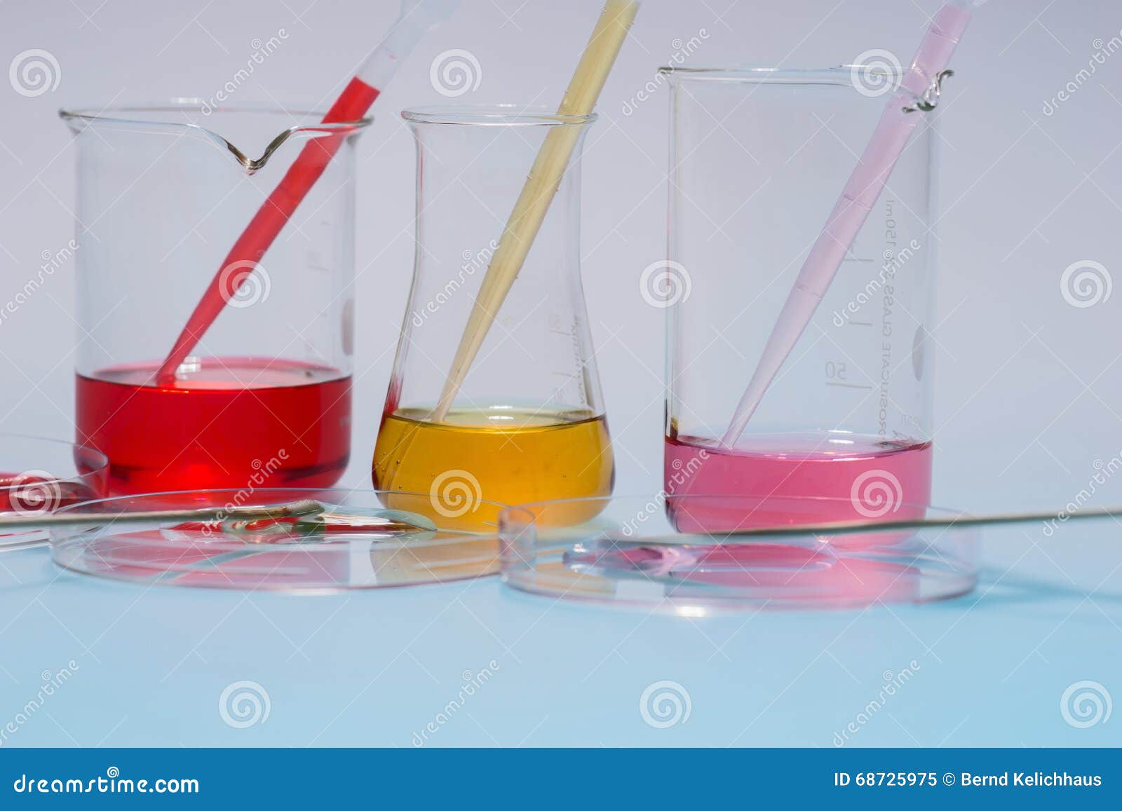 Glass Laboratory Apparatus with Color Water Stock Image - Image of ...