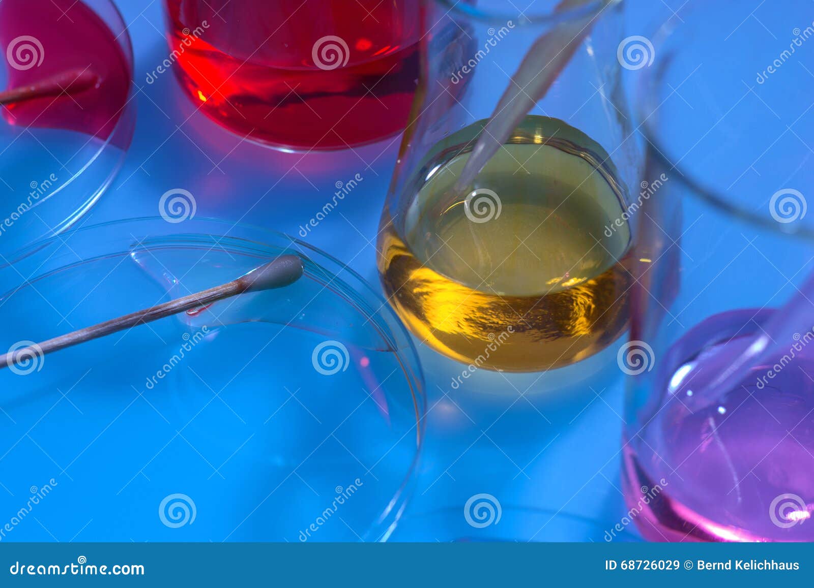 Glass Laboratory Apparatus with Color Water Stock Image - Image of ...