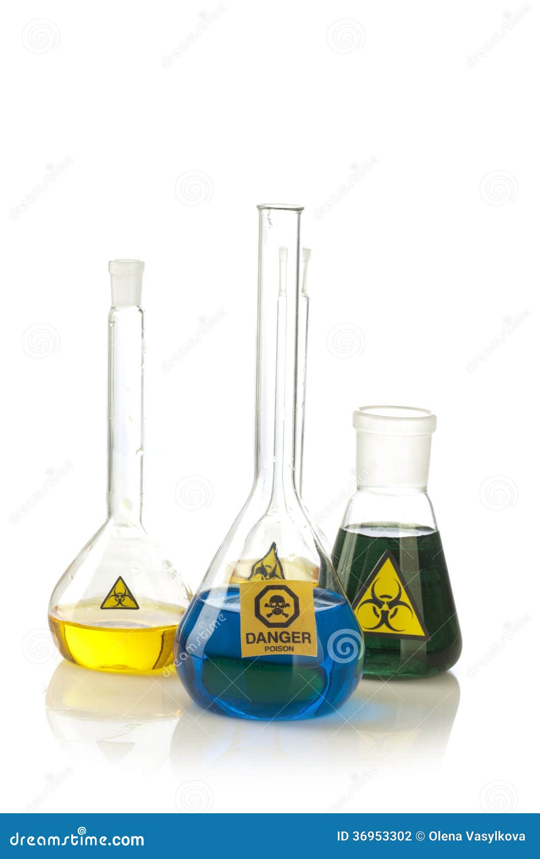 Glass Laboratory Equipment with Symbol Biohazard and Danger Stock Photo ...