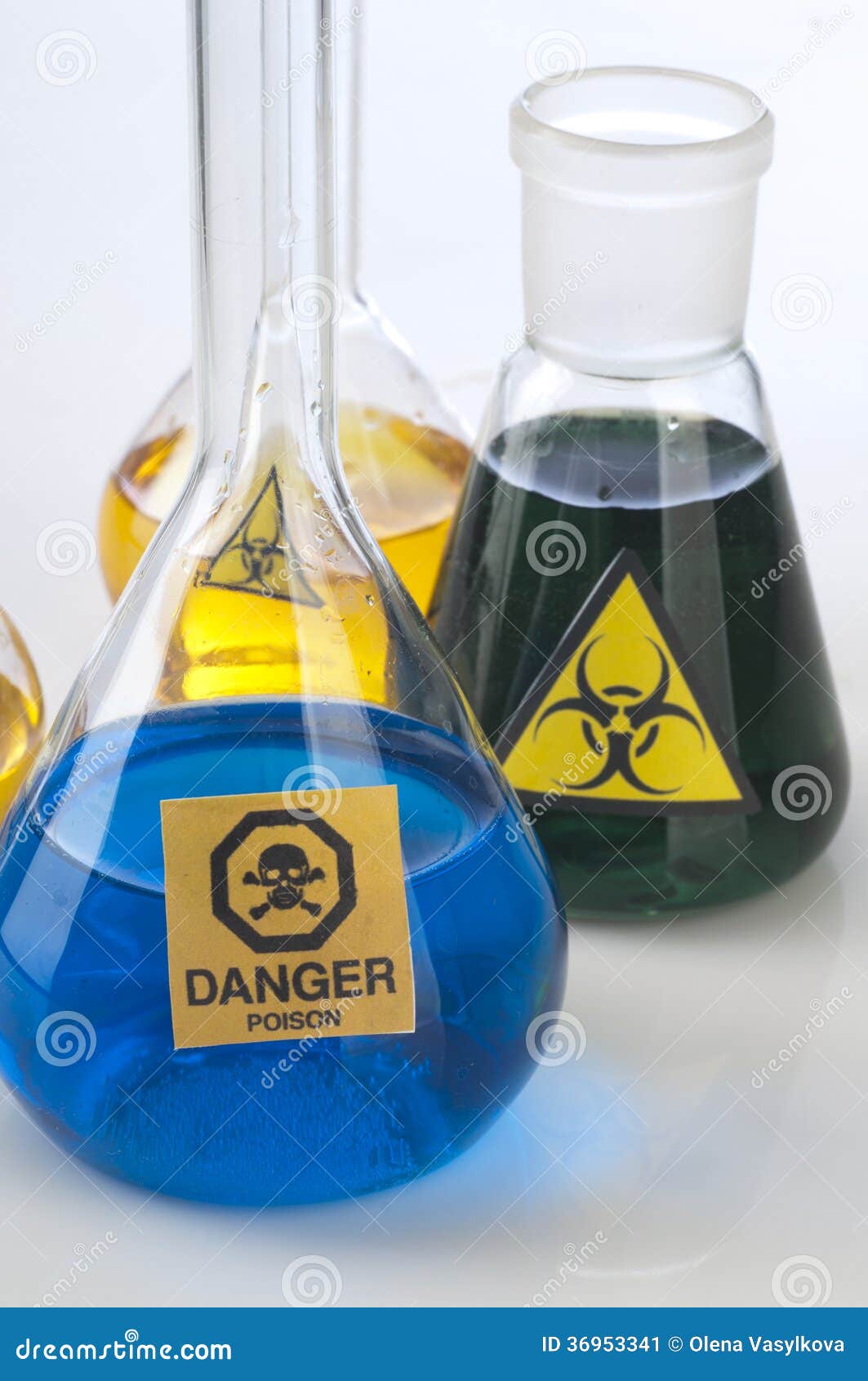 Glass Laboratory Equipment with Symbol Biohazard and Danger Stock Image ...