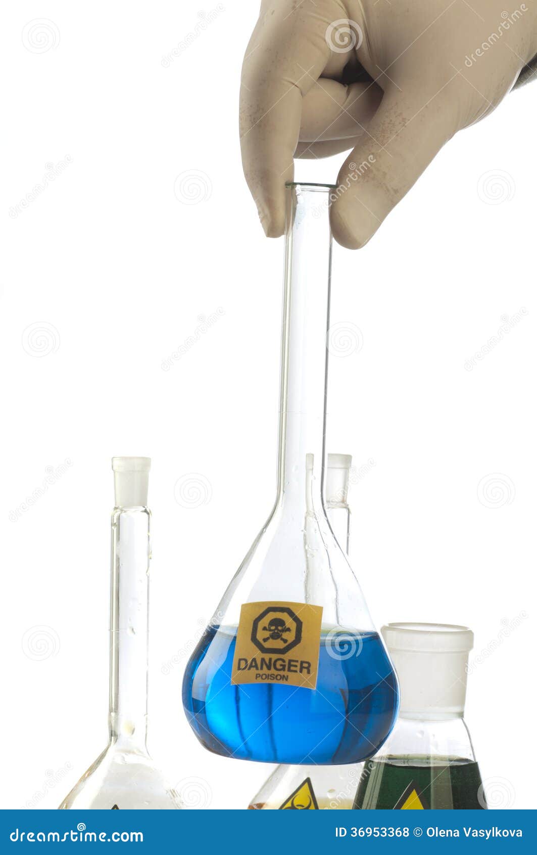 Glass Laboratory Equipment with Symbol Biohazard and Danger Stock Photo ...
