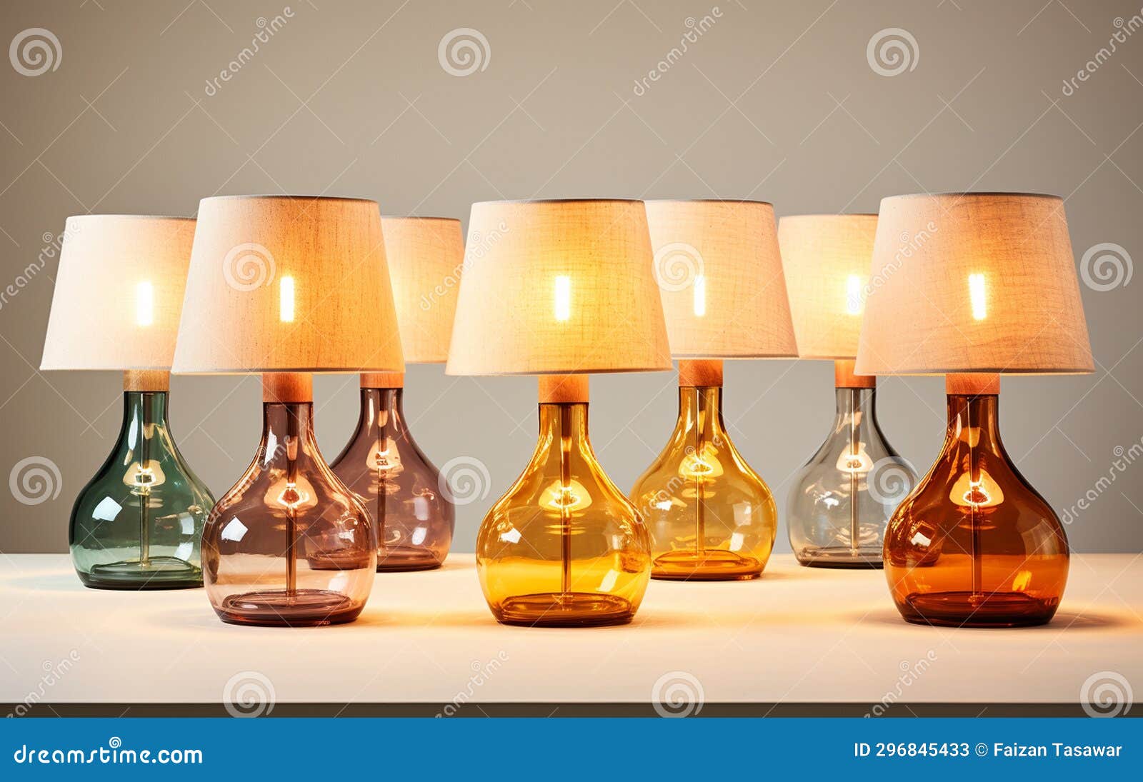 Glass Lamp Bases Against a White Backdrop -Generative Ai Stock Image ...