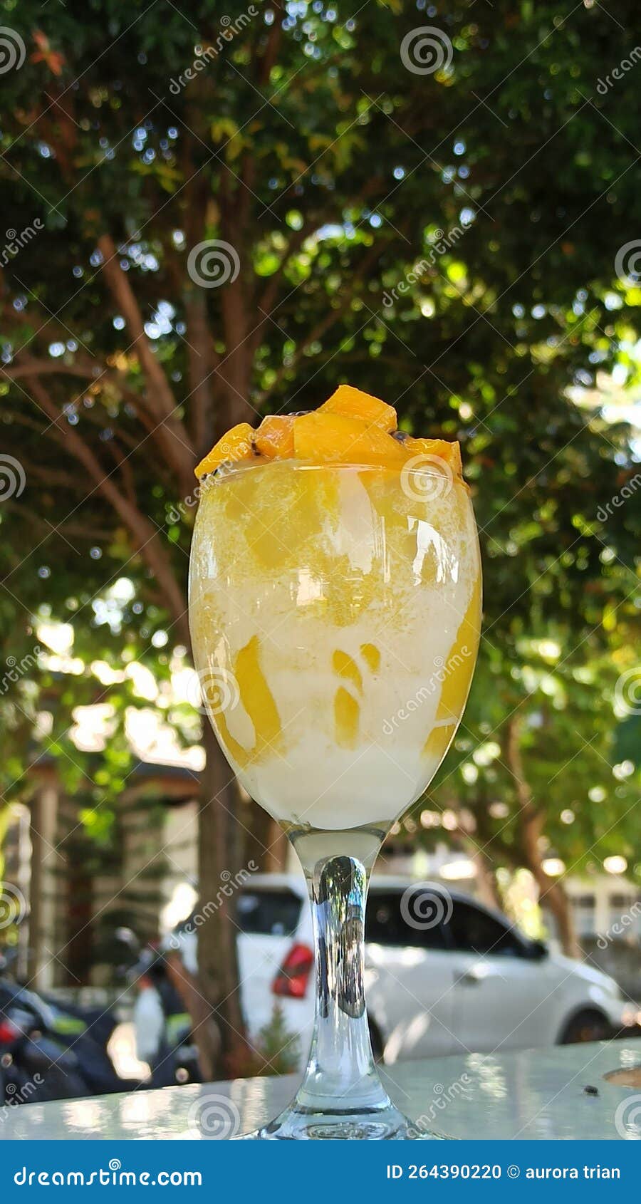 A Glass of Lancang Kuning Ice Made from Fresh Mango Stock Photo - Image ...