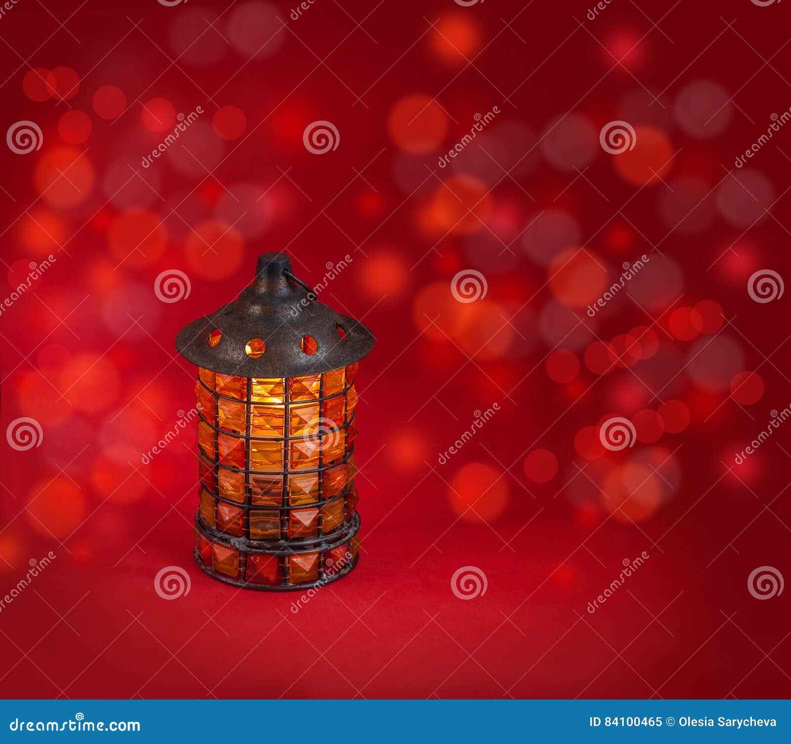 Glass Lantern on a Red Background Stock Image - Image of abstract ...