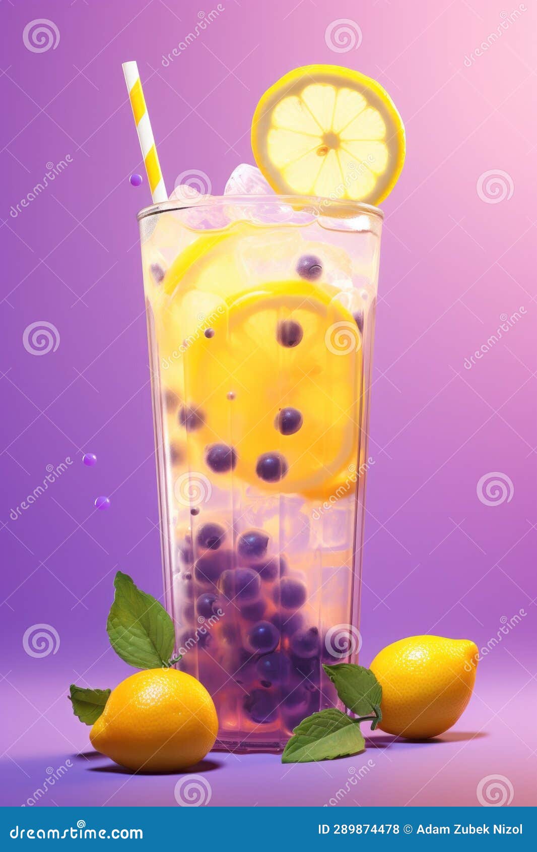 A Glass of Lemonade with Fruit and Straw Stock Illustration ...