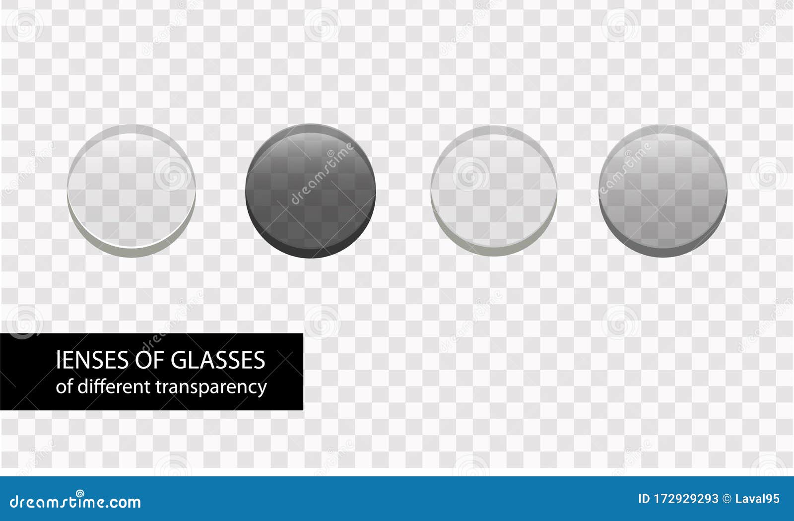 Glass Lenses of Different Transparency, Realistic Glass on a ...