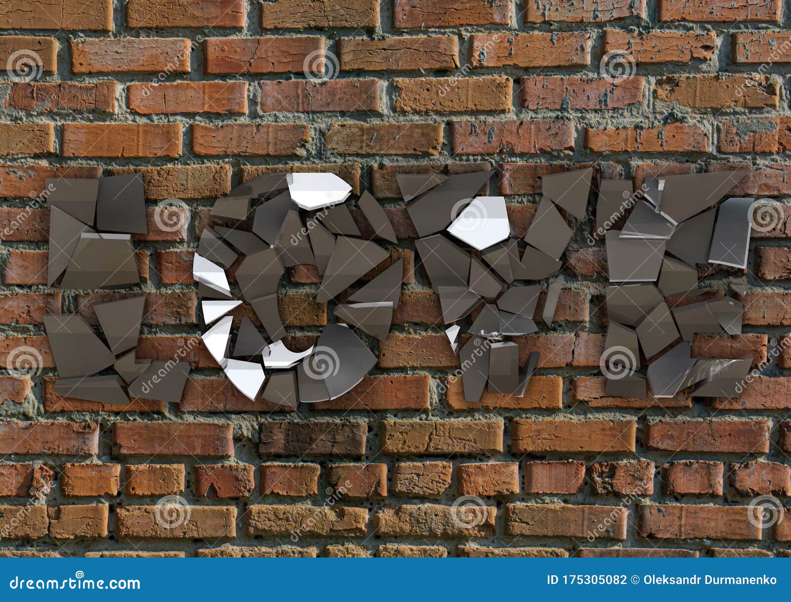 Glass Letters Broken on a Brick Wall Stock Illustration - Illustration ...