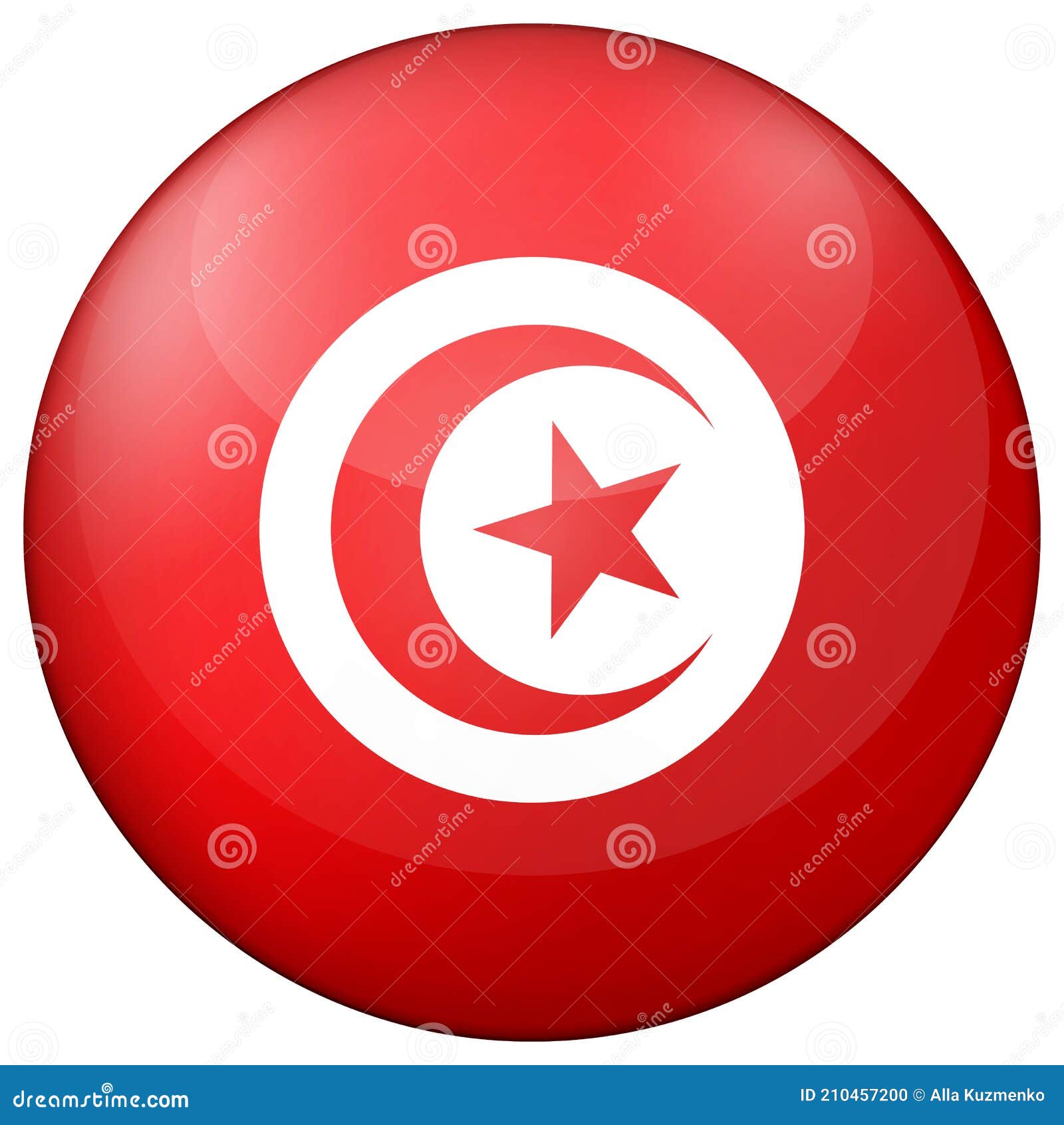 Glass Light Ball With Flag Of Tunisia Round Sphere Template Icon