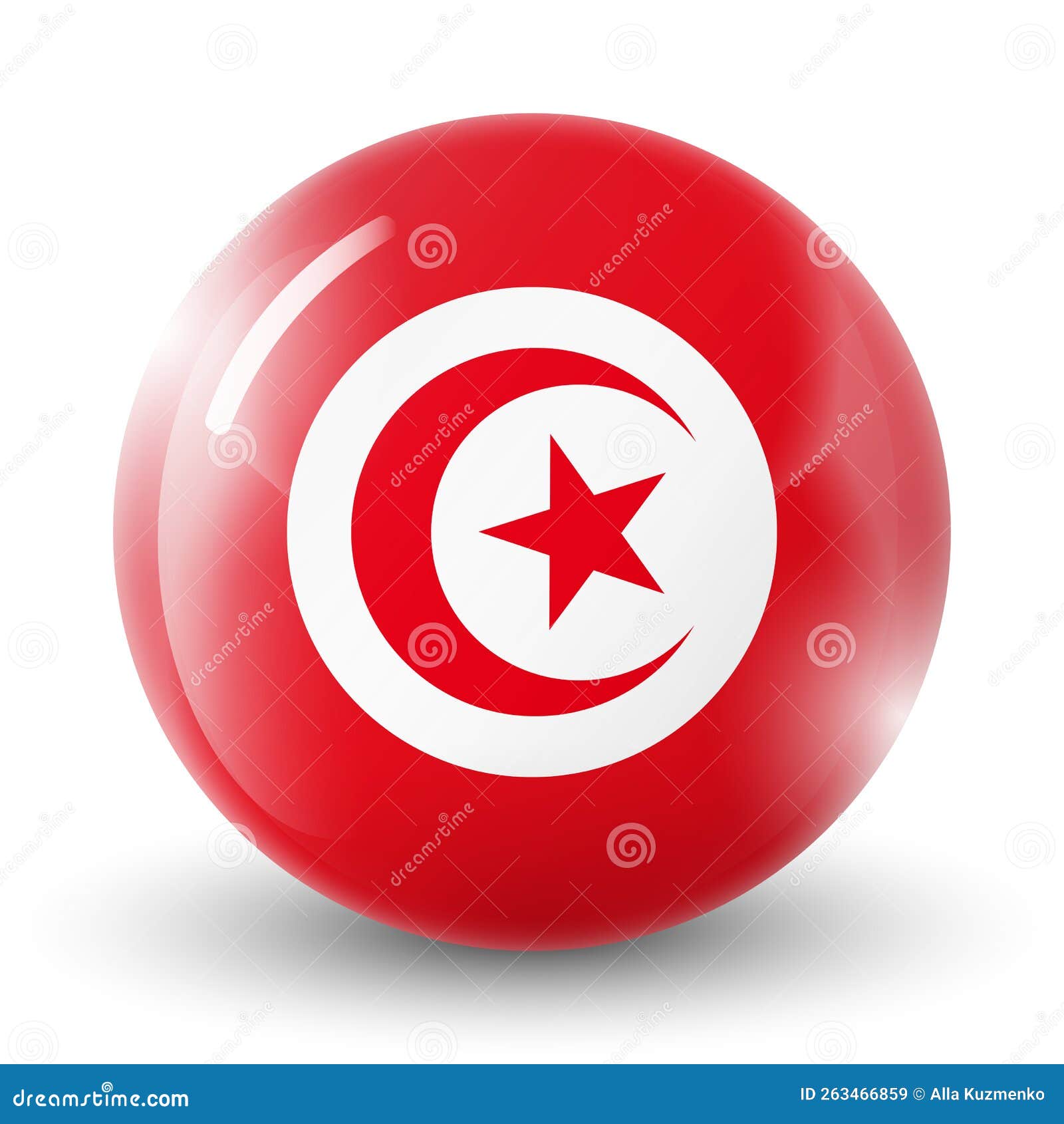 Glass Light Ball With Flag Of Tunisia Round Sphere Template Icon