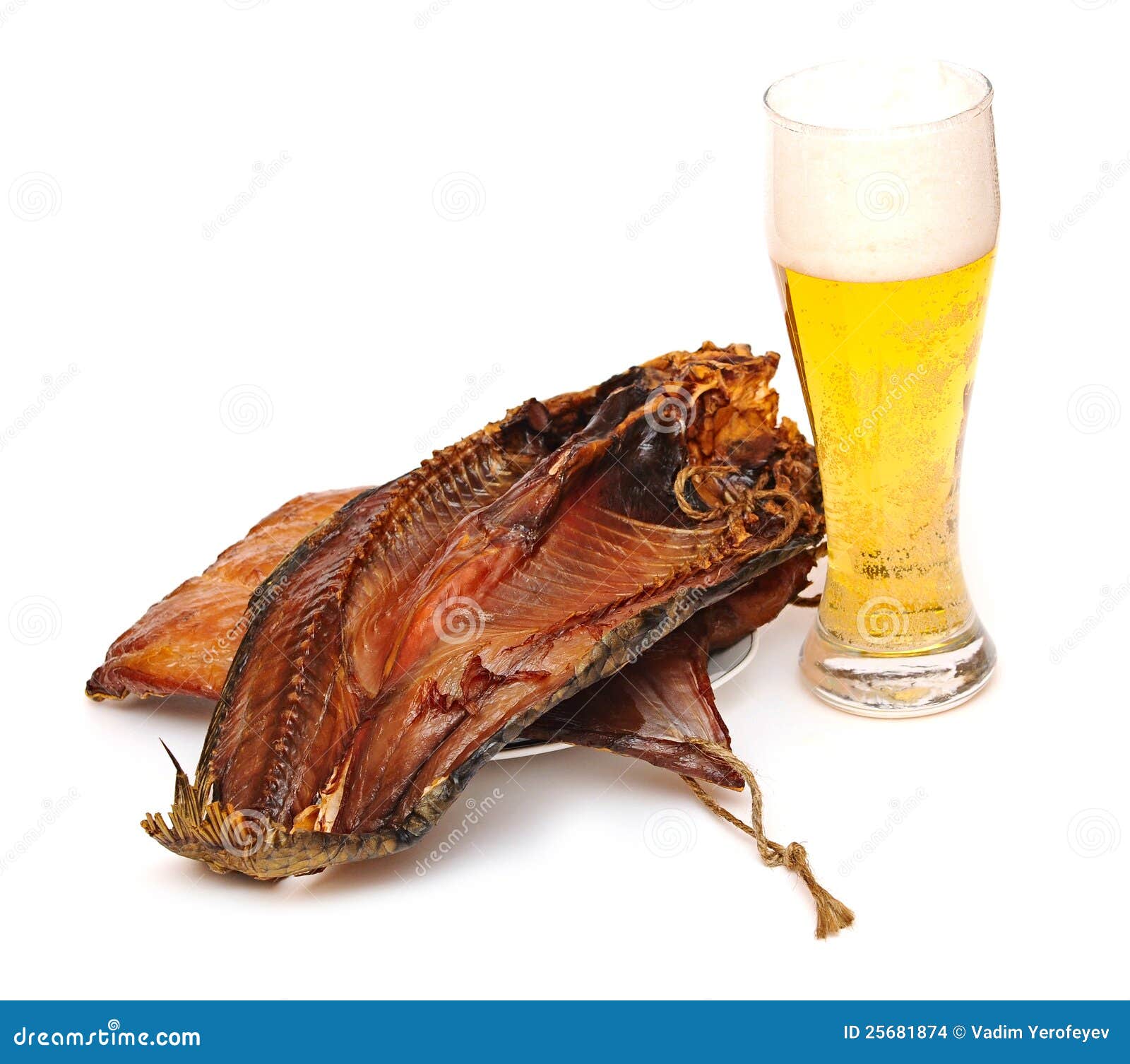 Glass of Light Beer with the Fish Stock Photo - Image of lager, full ...