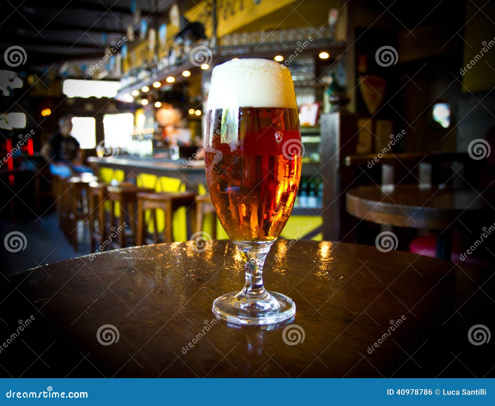 Glass of Light Beer on a Pub Stock Photo - Image of unbottled, drink ...