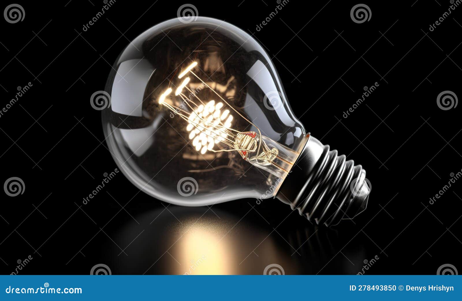 Glass Light Bulb is Lit Up Against a Dark Background Stock Illustration ...