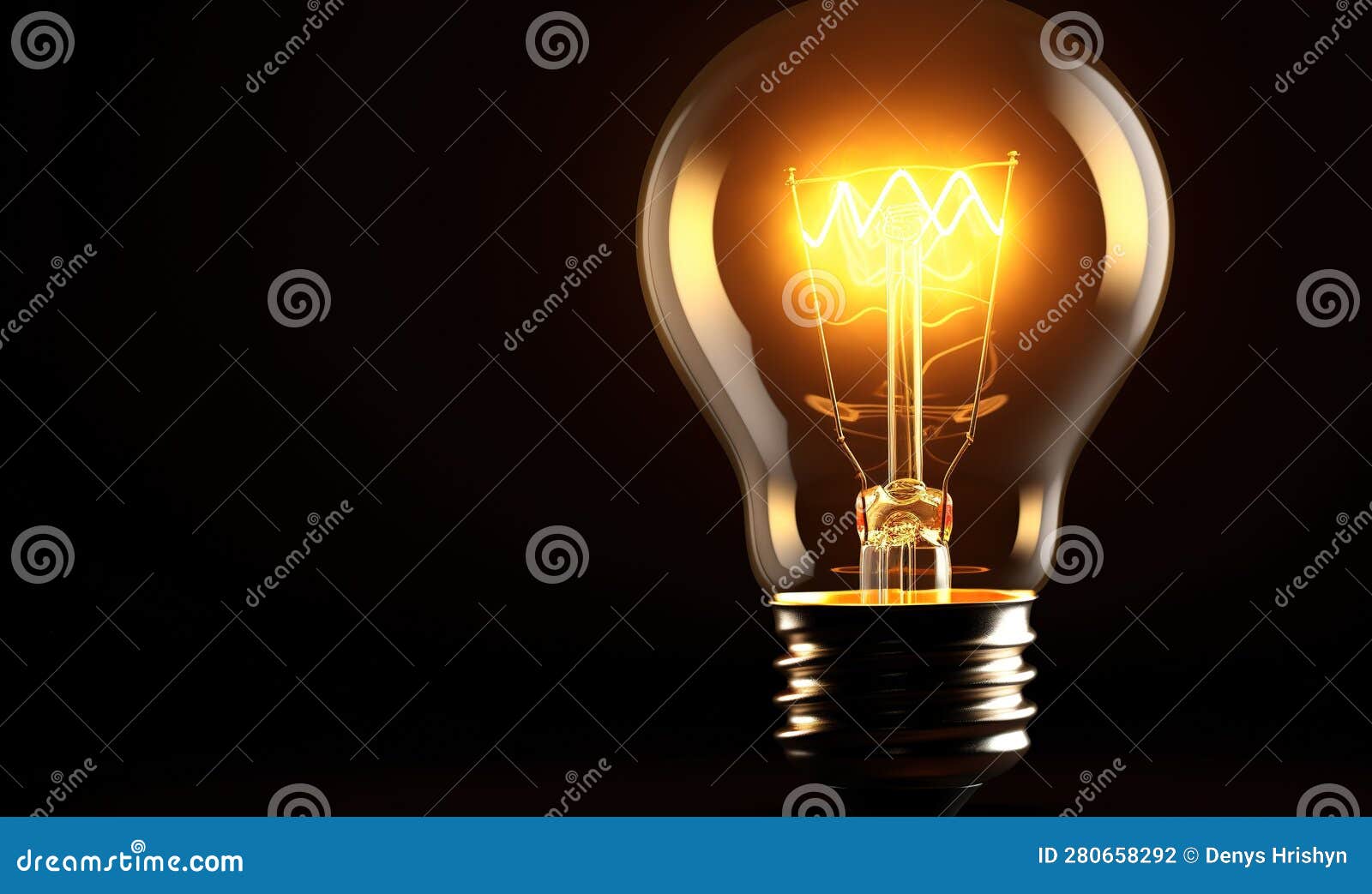 Glass Light Bulb is Lit Up Against a Dark Background Stock Illustration ...