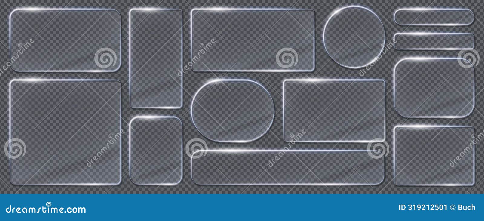 Glass Light Frames and Borders, Realistic 3d Set Stock Vector ...