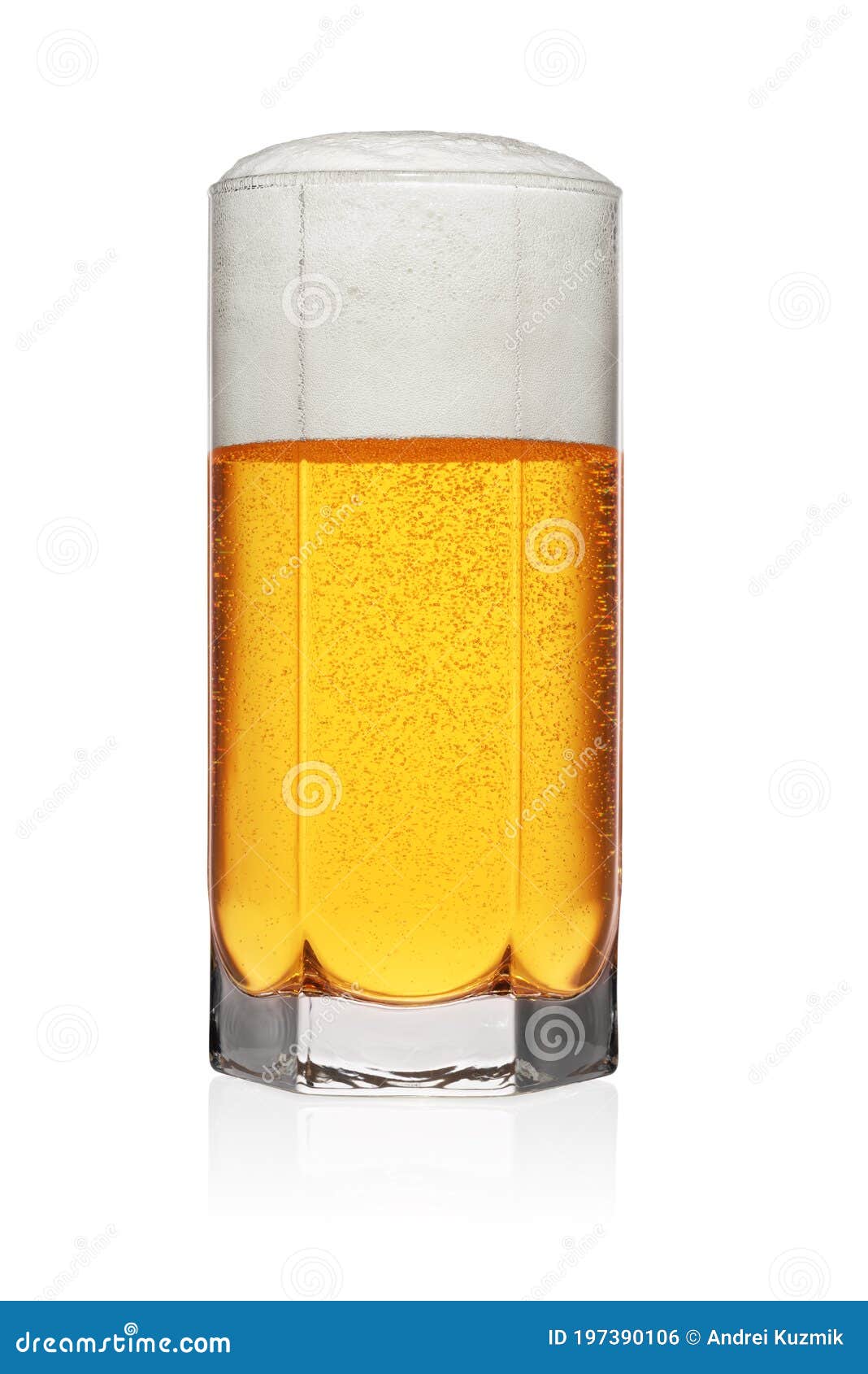 Glass of Light Yellow Beer Isolated on White Stock Photo - Image of ...