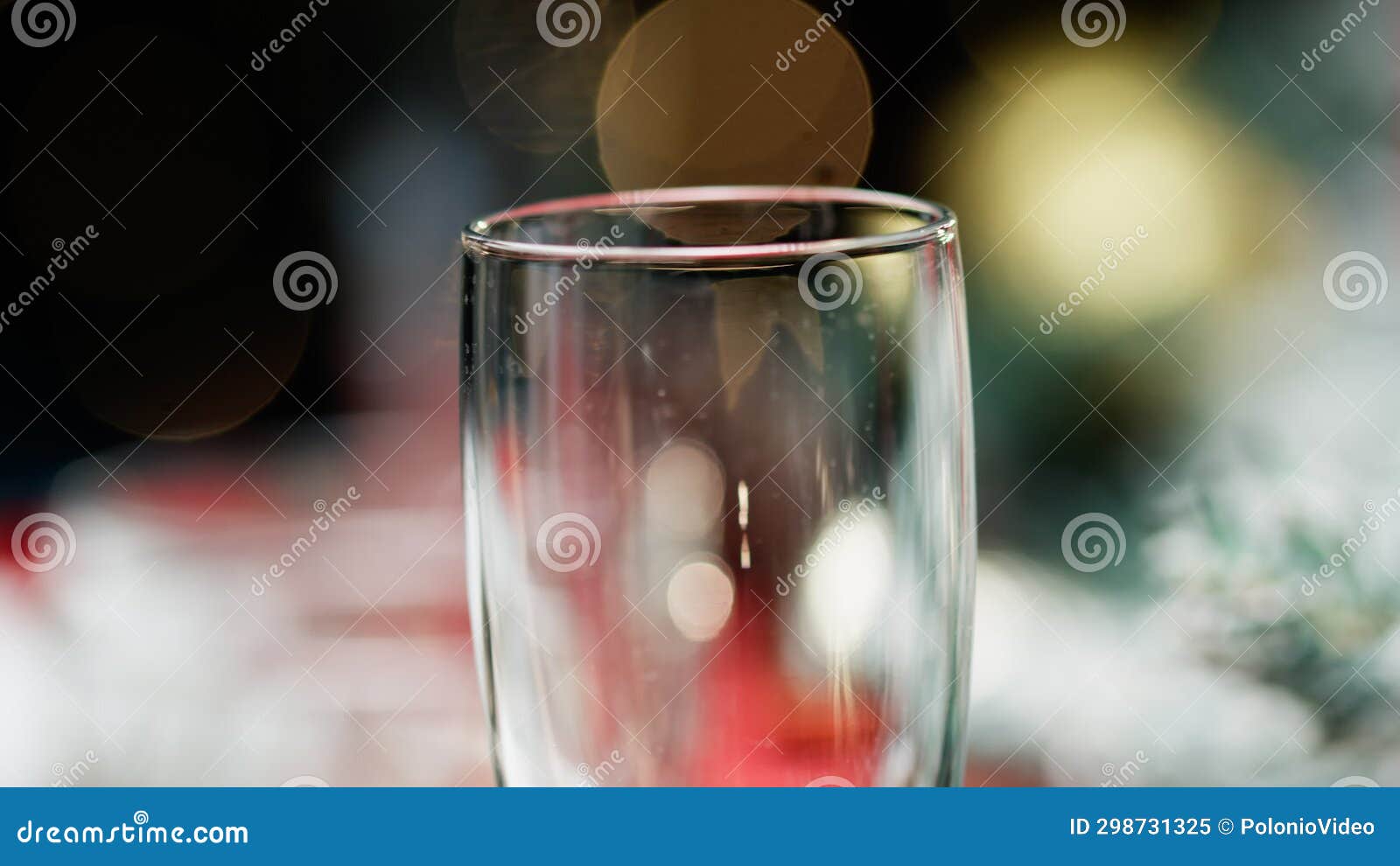 Glass with Lights Reflections on a Set Table Stock Video - Video of ...