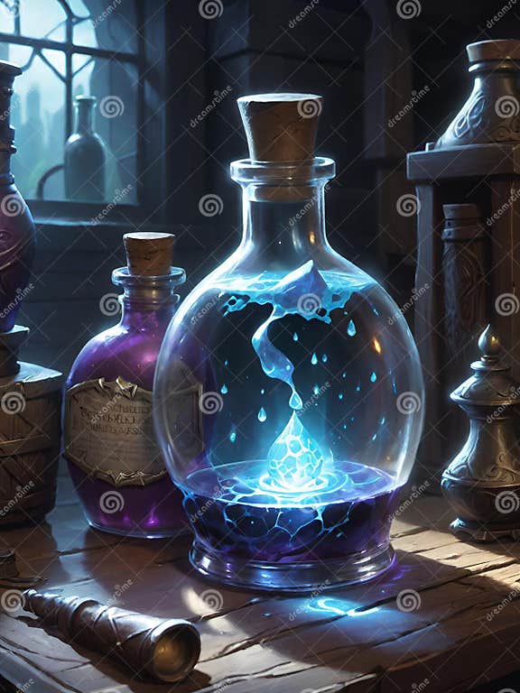 A Glass of Magic Potion with a Candle Stock Illustration - Illustration ...