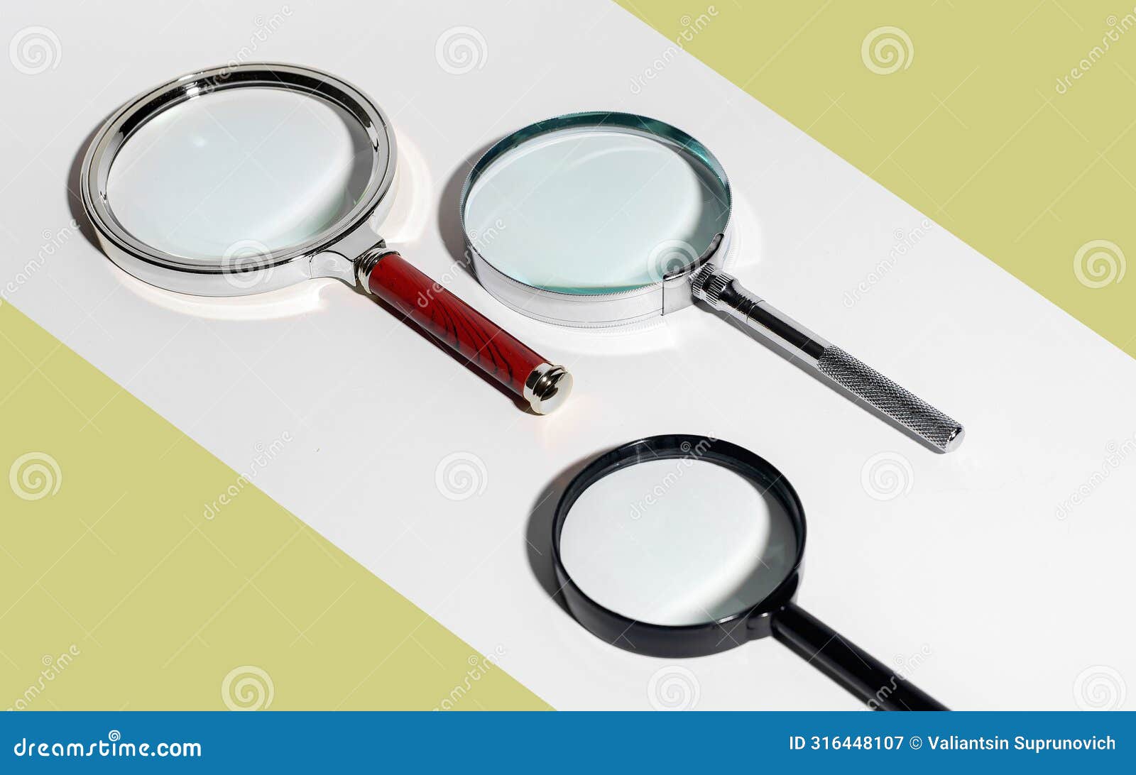 Glass Magnifier Concept. Science Object with Handle for Scrutiny ...