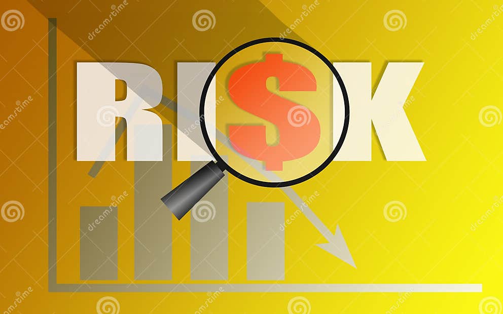 Glass Magnifier with Risk Word Stock Illustration - Illustration of ...