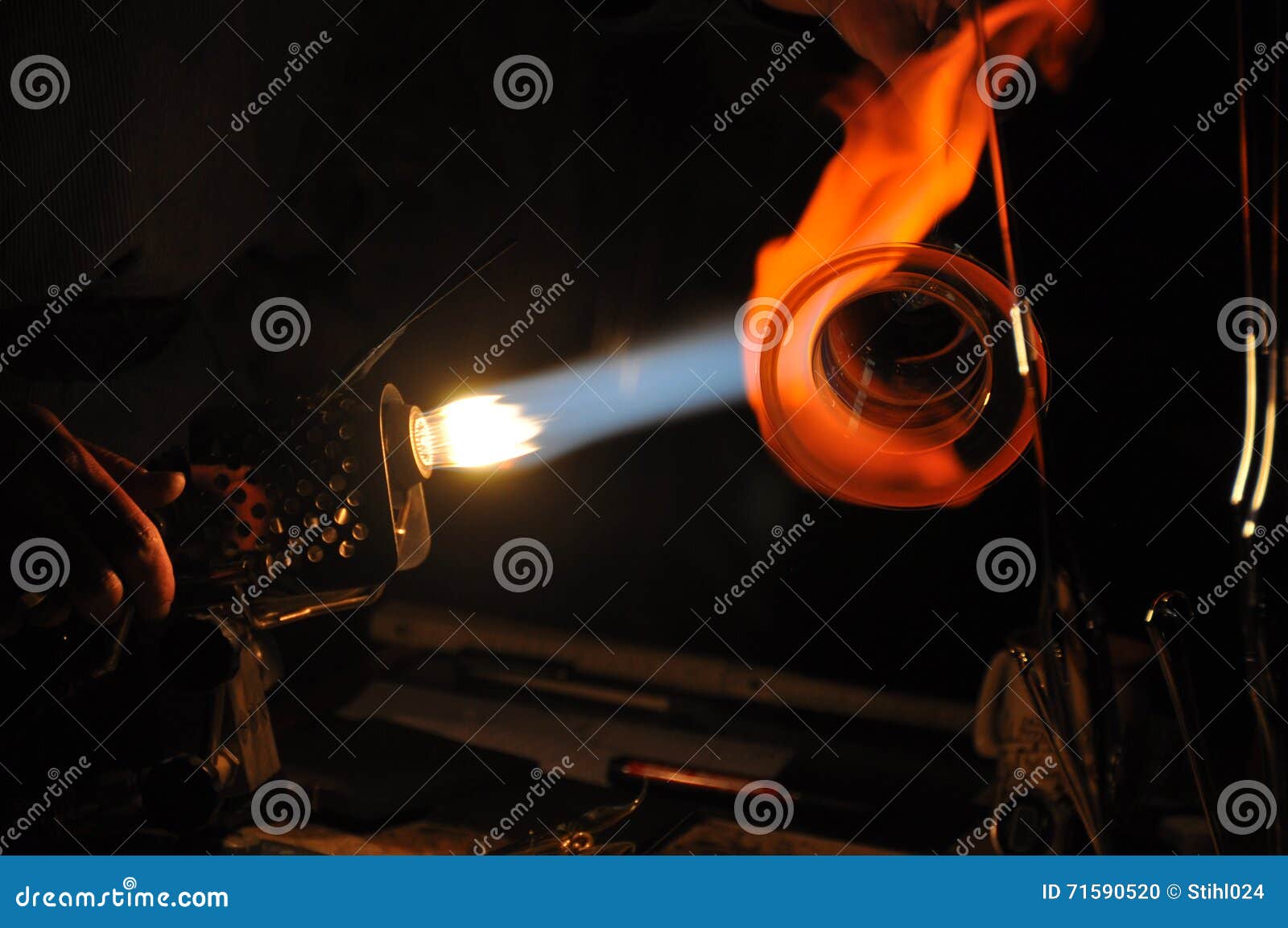 Glass making stock photo. Image of dark, bright, workshop - 71590520