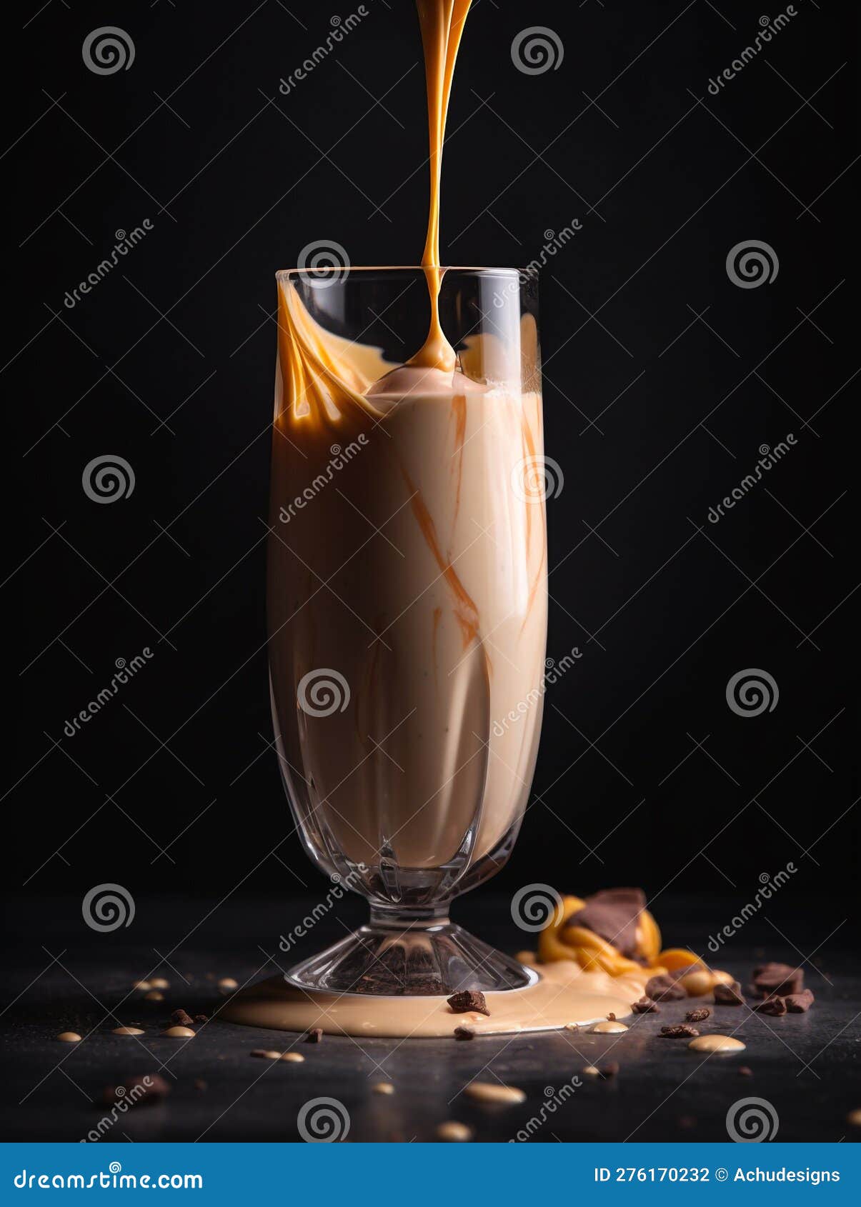 Mango MilkShake In A Glass, In An Aqua Background. Generative AI ...