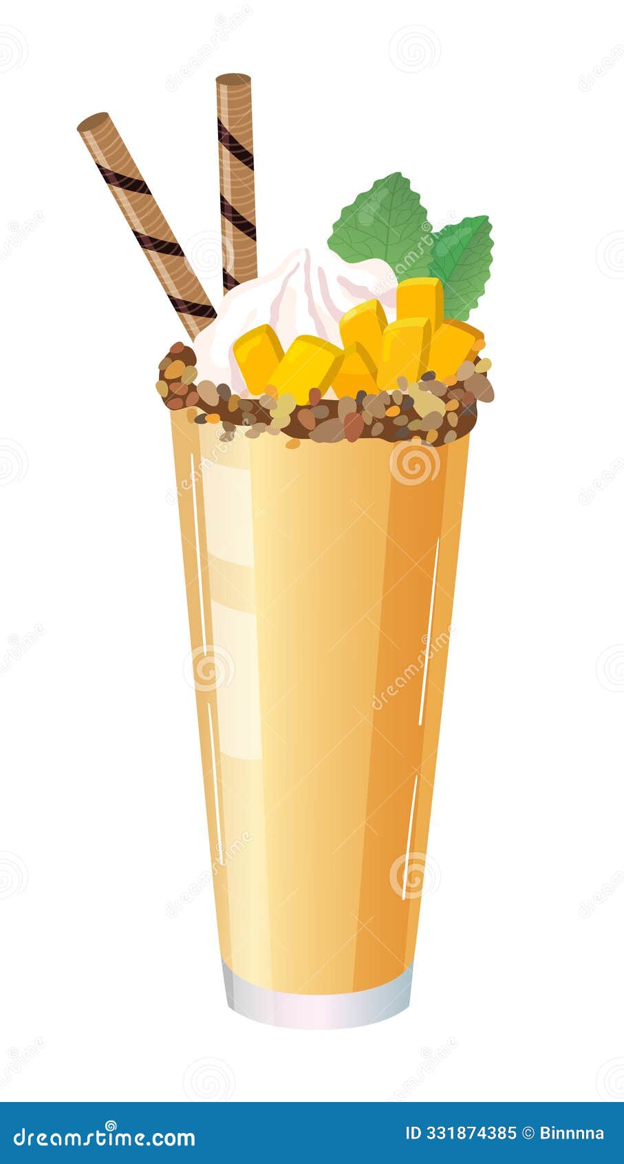 Glass of Mango Milkshake with a Whipped Cream. Mango Smoothie Stock ...