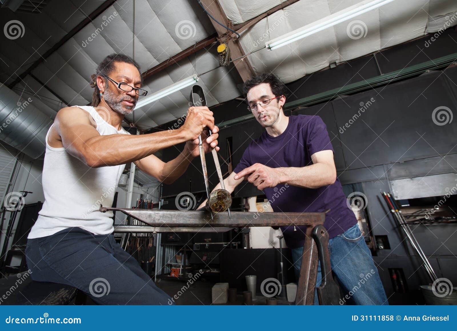 Glass Manufacturing Teamwork Stock Photo - Image of artisan, latino ...