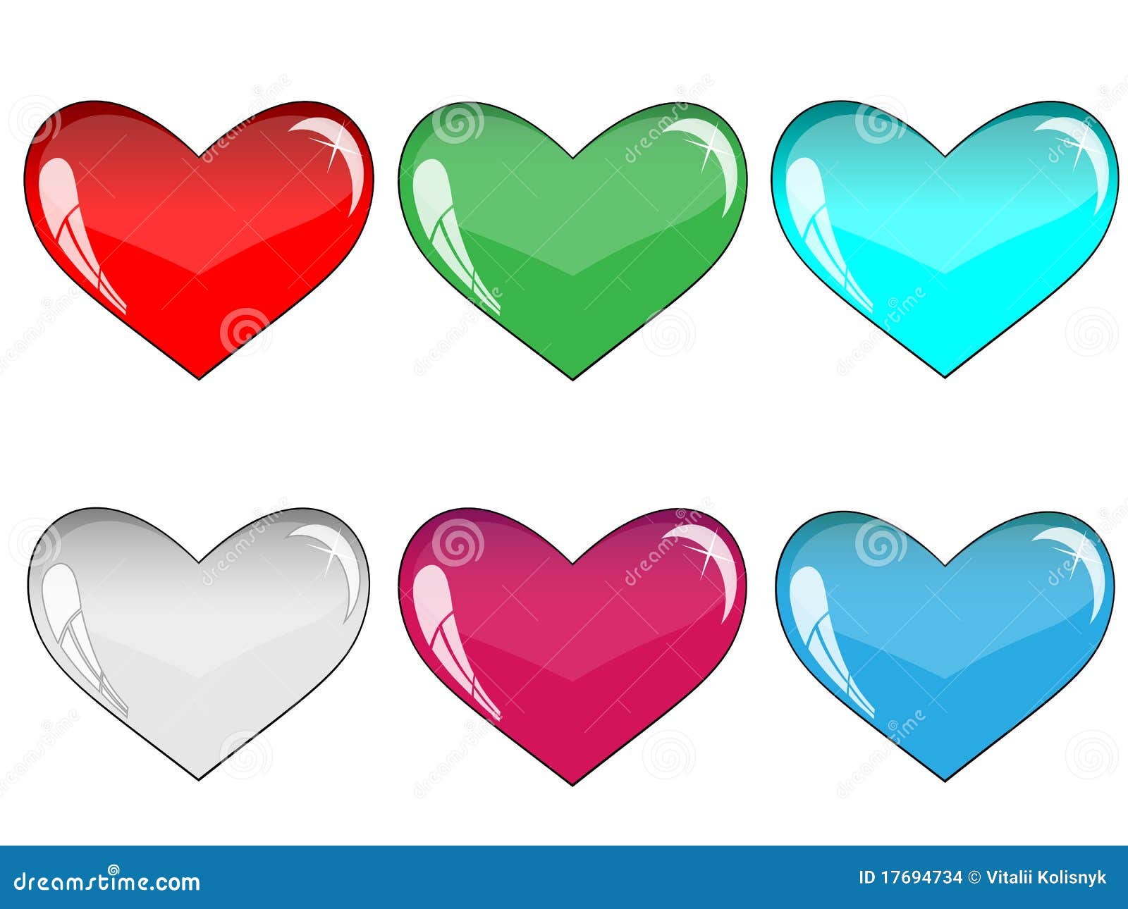 Glass many-coloured hearts stock vector. Illustration of blue - 17694734