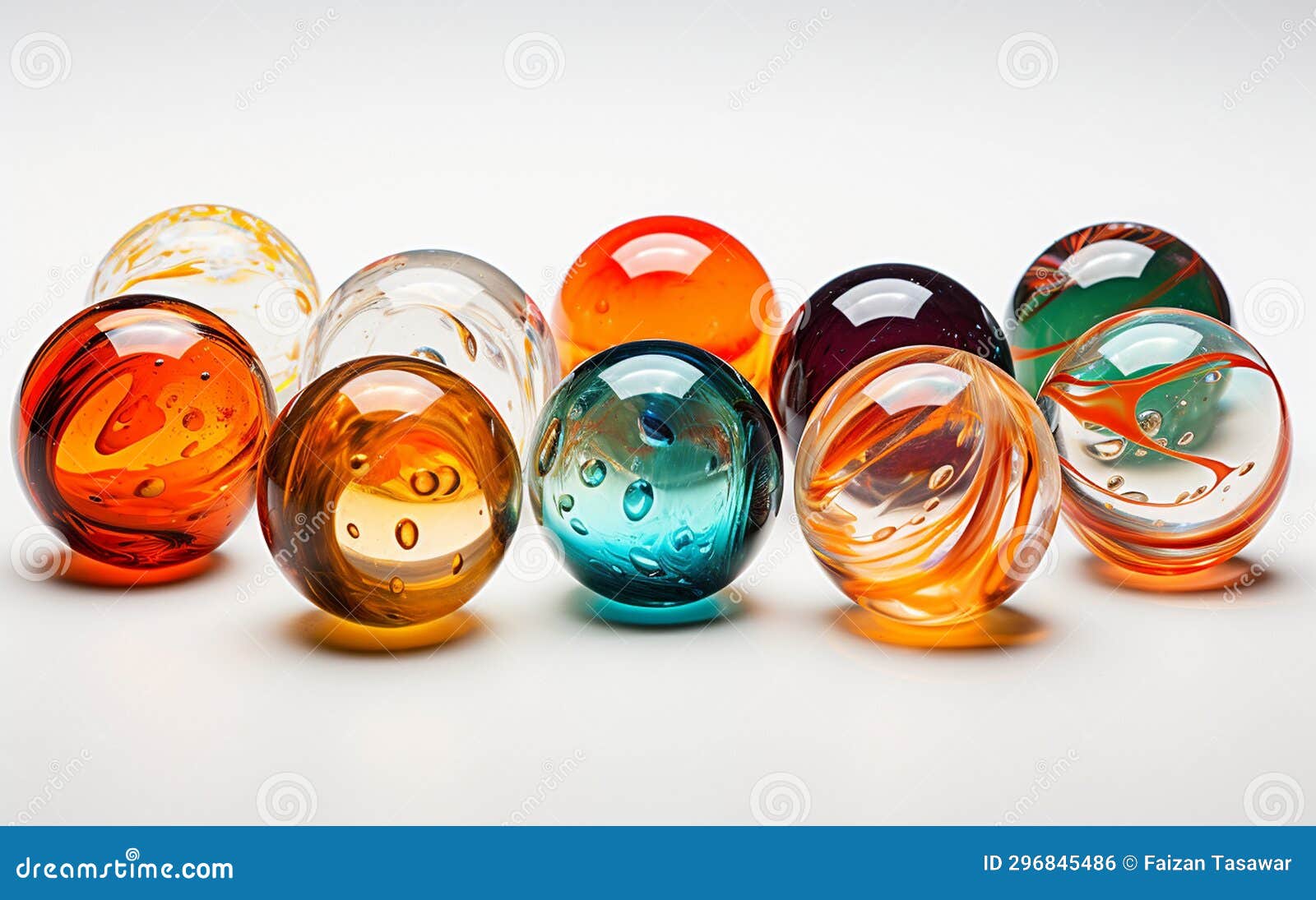 Glass Marbles Against a White Backdrop -Generative Ai Stock ...