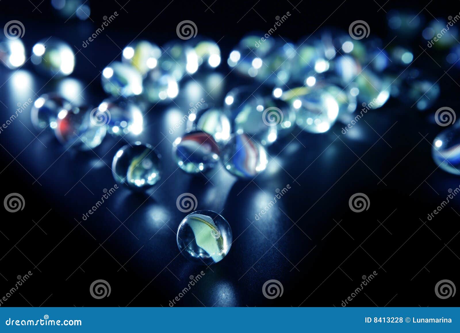 Glass Marbles with Blue Reflections Stock Photo - Image of balls ...