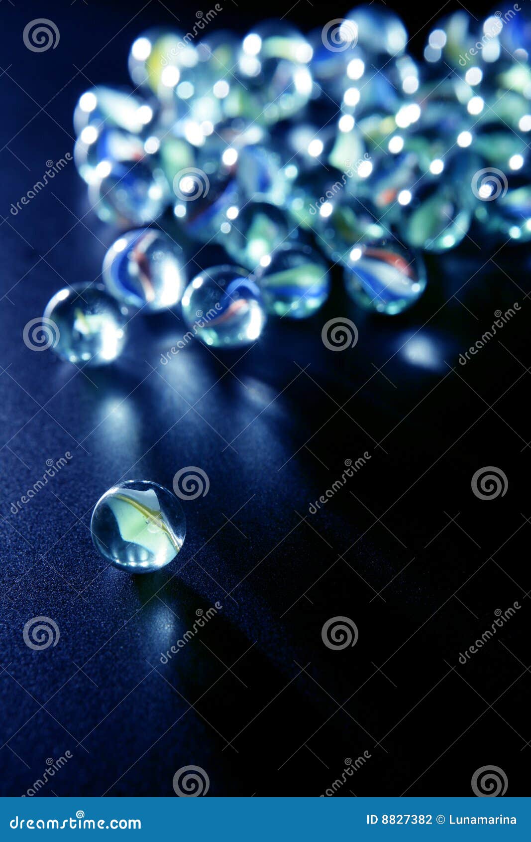 Glass Marbles with Blue Reflections Stock Photo - Image of colored ...