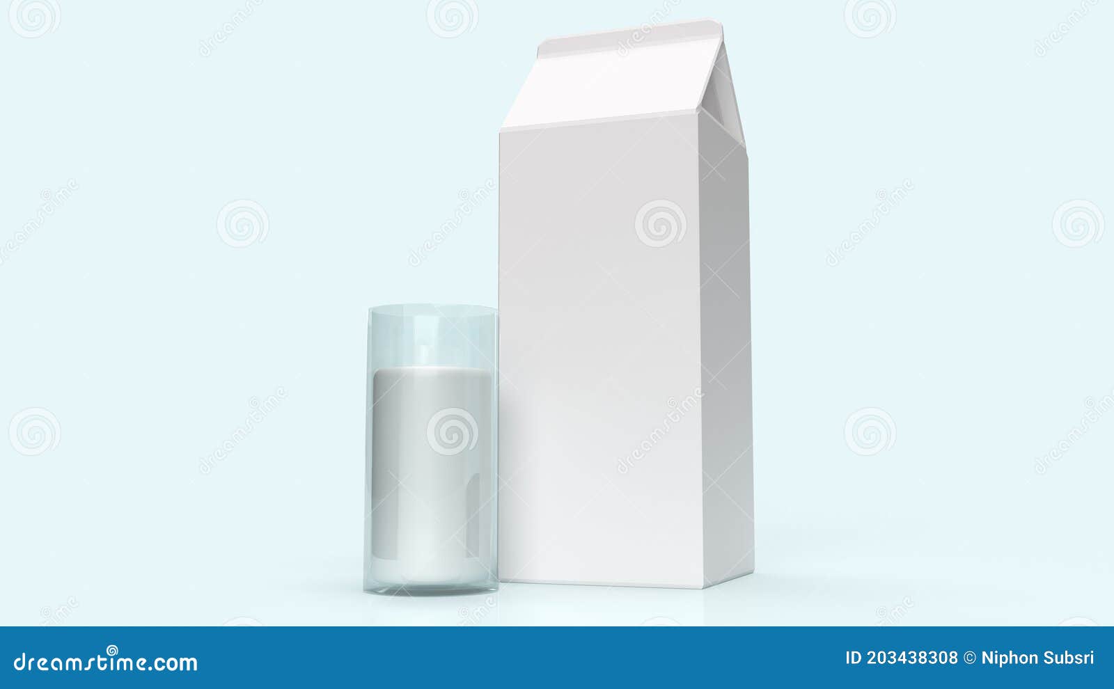 Glass Milk and Milk Box for Food Content 3d Rendering Stock ...