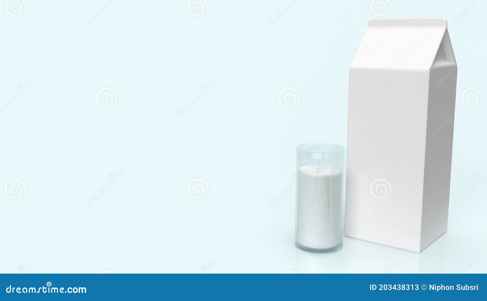 Glass Milk and Milk Box for Food Content 3d Rendering Stock ...