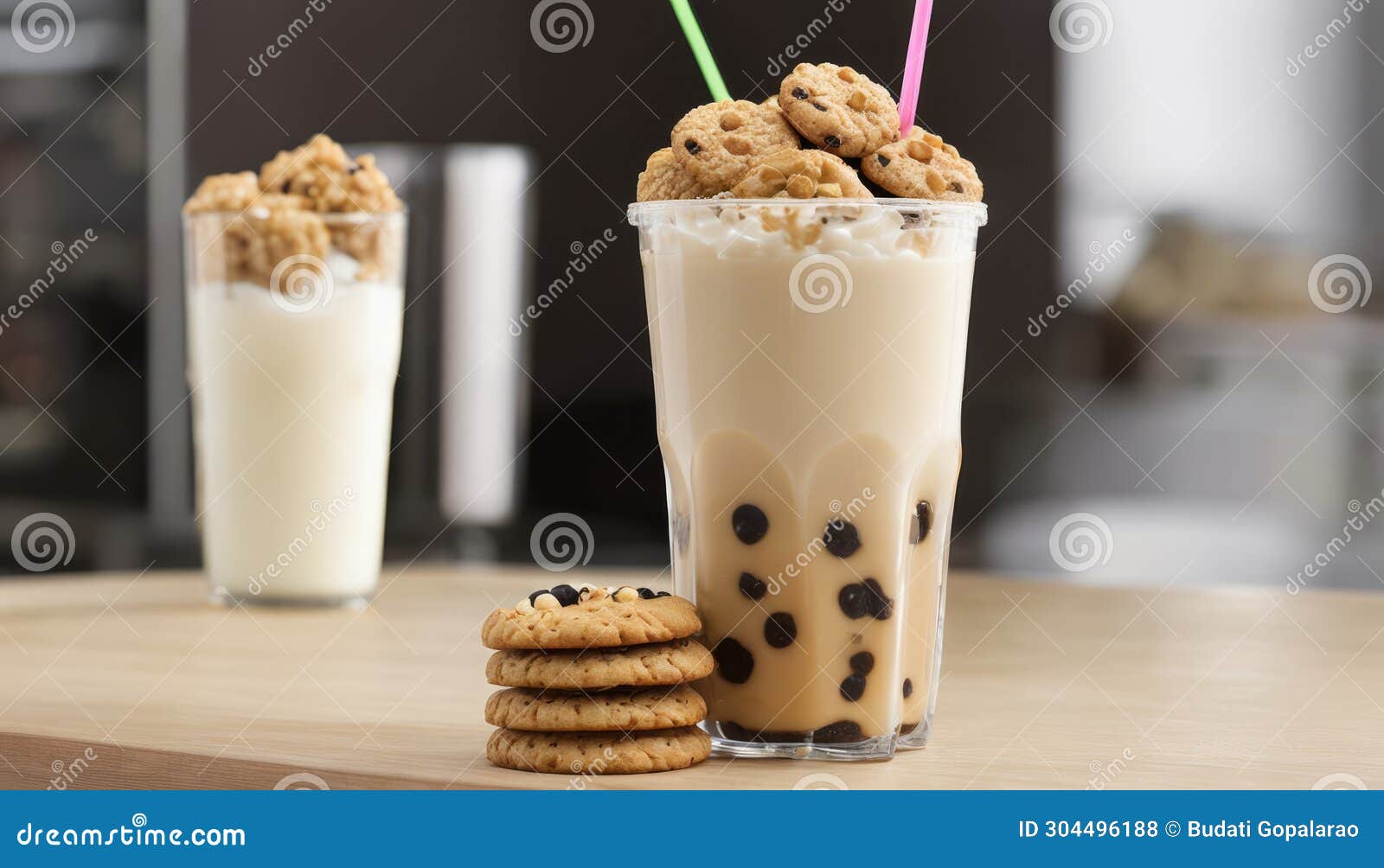 A Glass of Milk with Cookies and Bubbles in it Stock Illustration ...