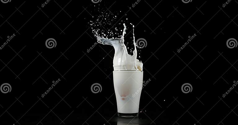 Glass of Milk Exploding Against White Background Stock Photo - Image of ...