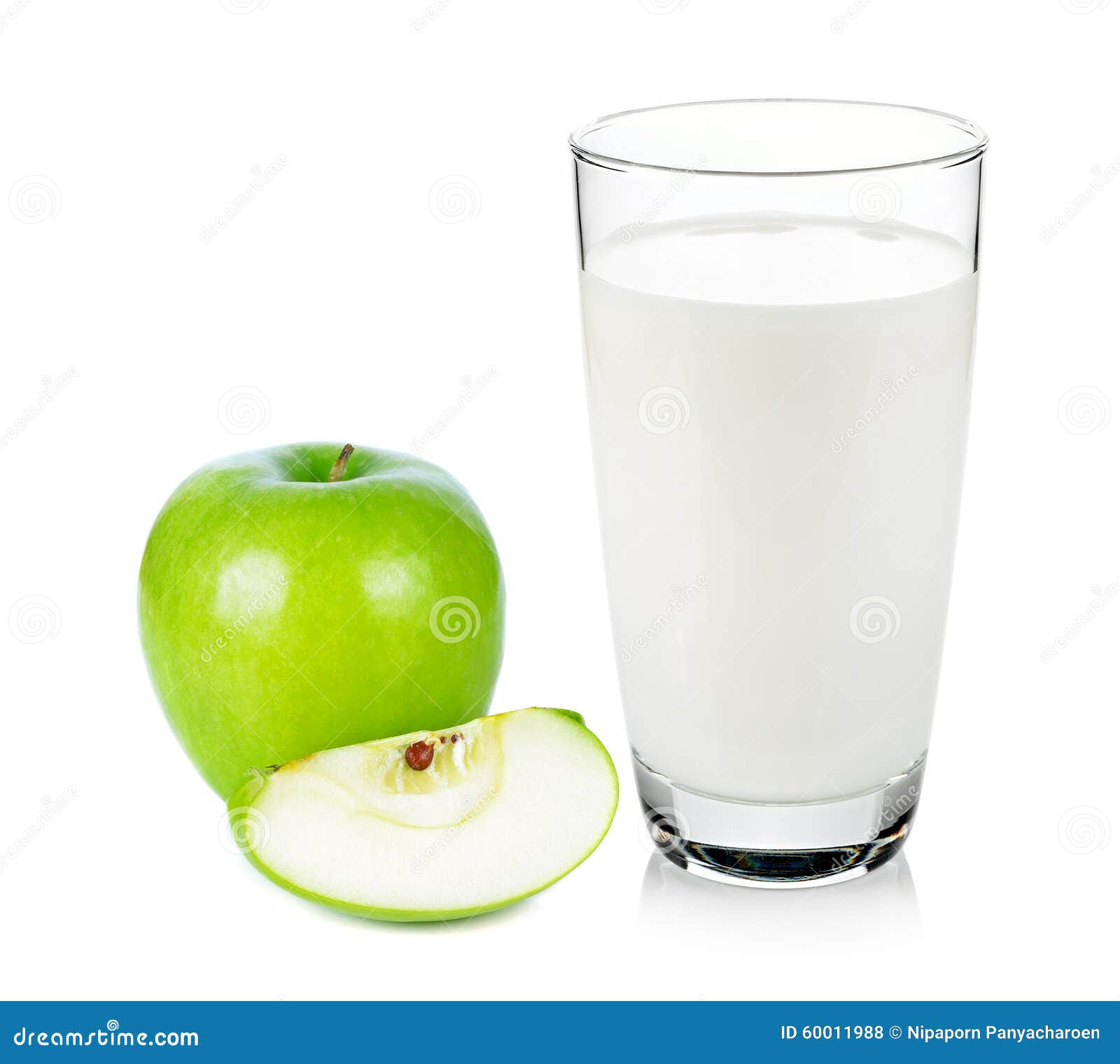 Glass of Milk and Green Apple Stock Photo - Image of food, fruit: 60011988
