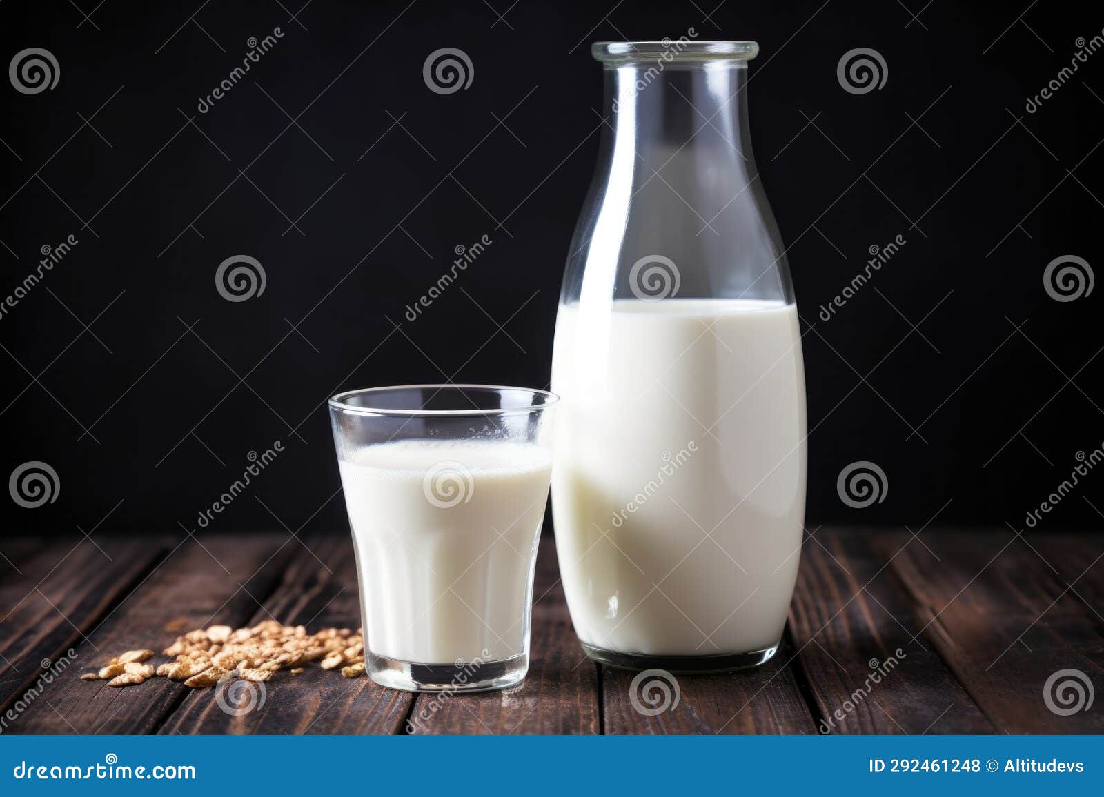 Glass of Milk beside an Open Milk Bottle Stock Photo - Image of ...