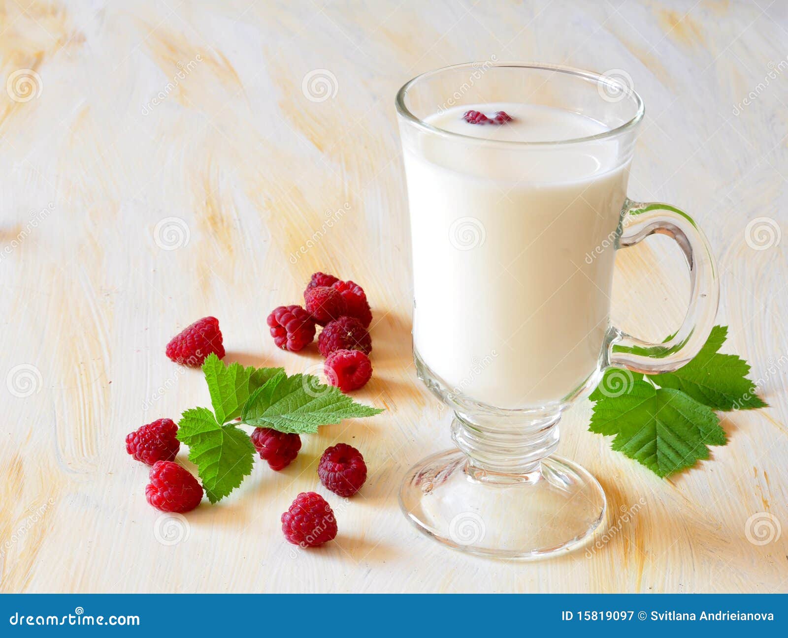 Glass of Milk and Raspberry Stock Image - Image of leaves, raspberry ...