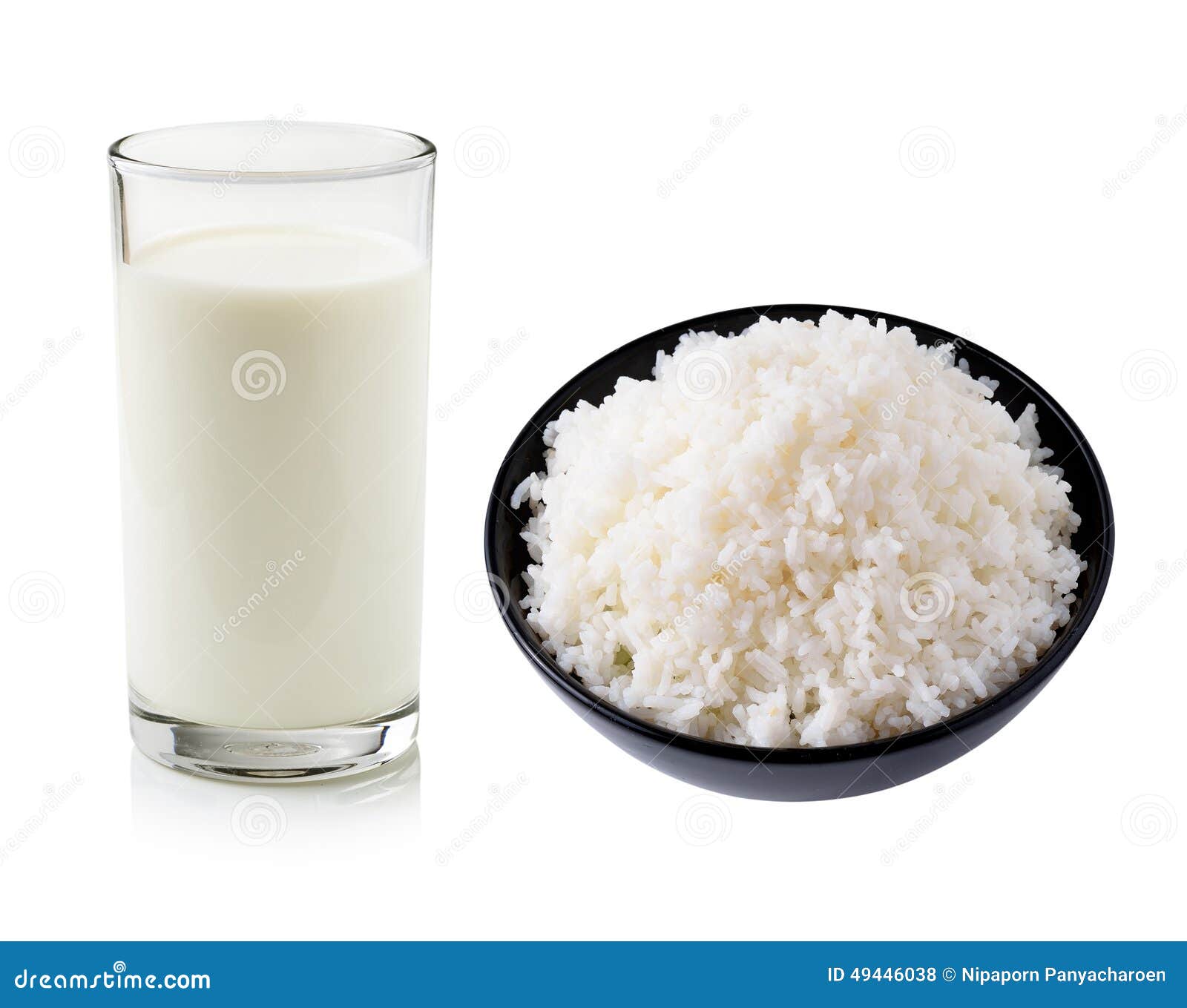 Glass of milk and rice stock photo. Image of protein - 49446038