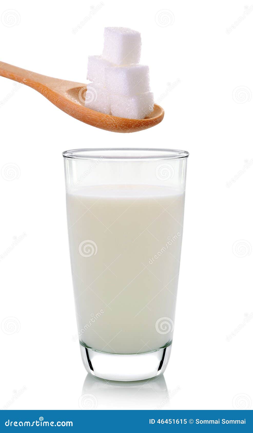 Glass of Milk with Sugar on White Background Stock Image - Image of ...