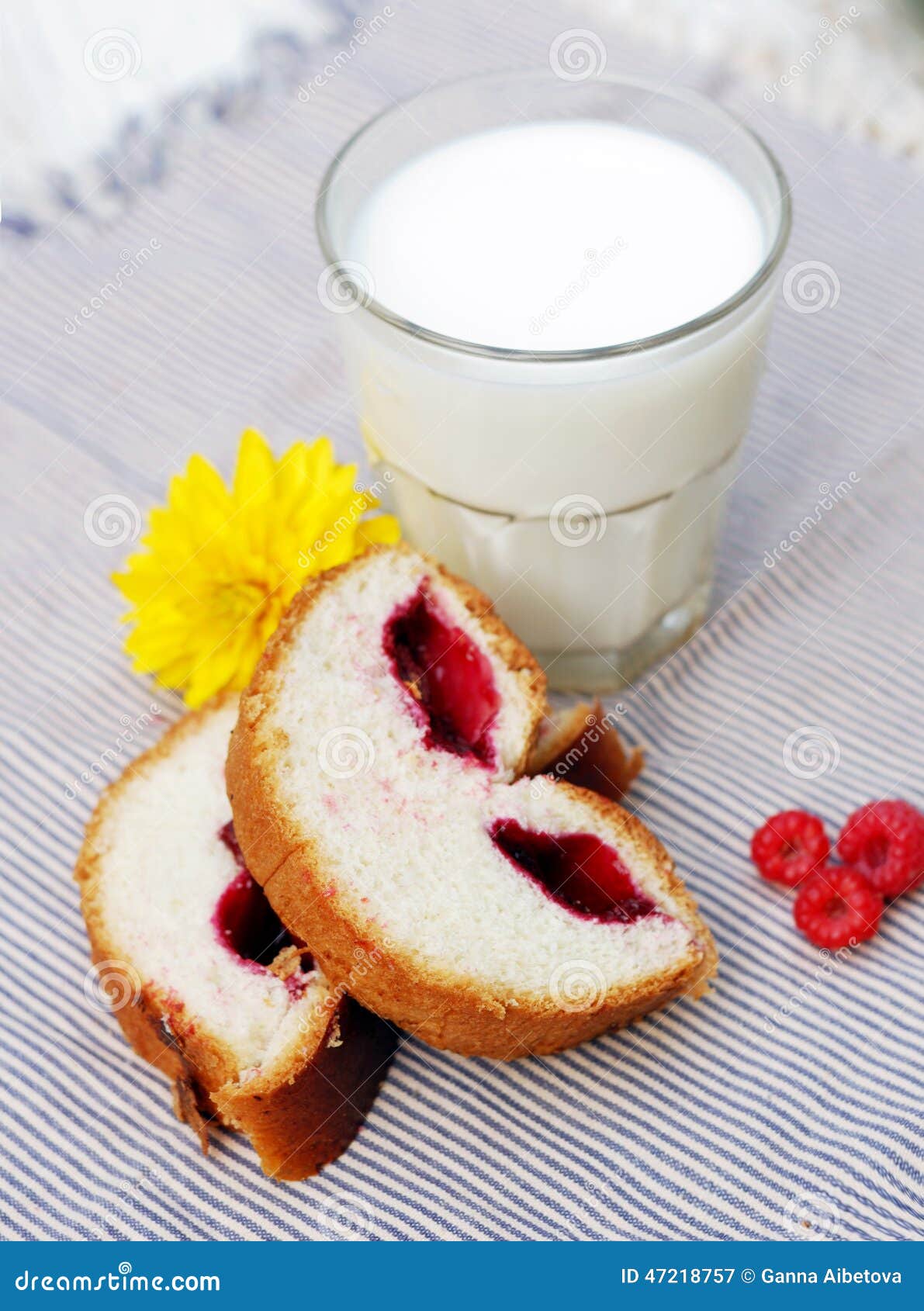A Glass of Milk, Sweat Bake on Tablecloth Stock Image - Image of ...