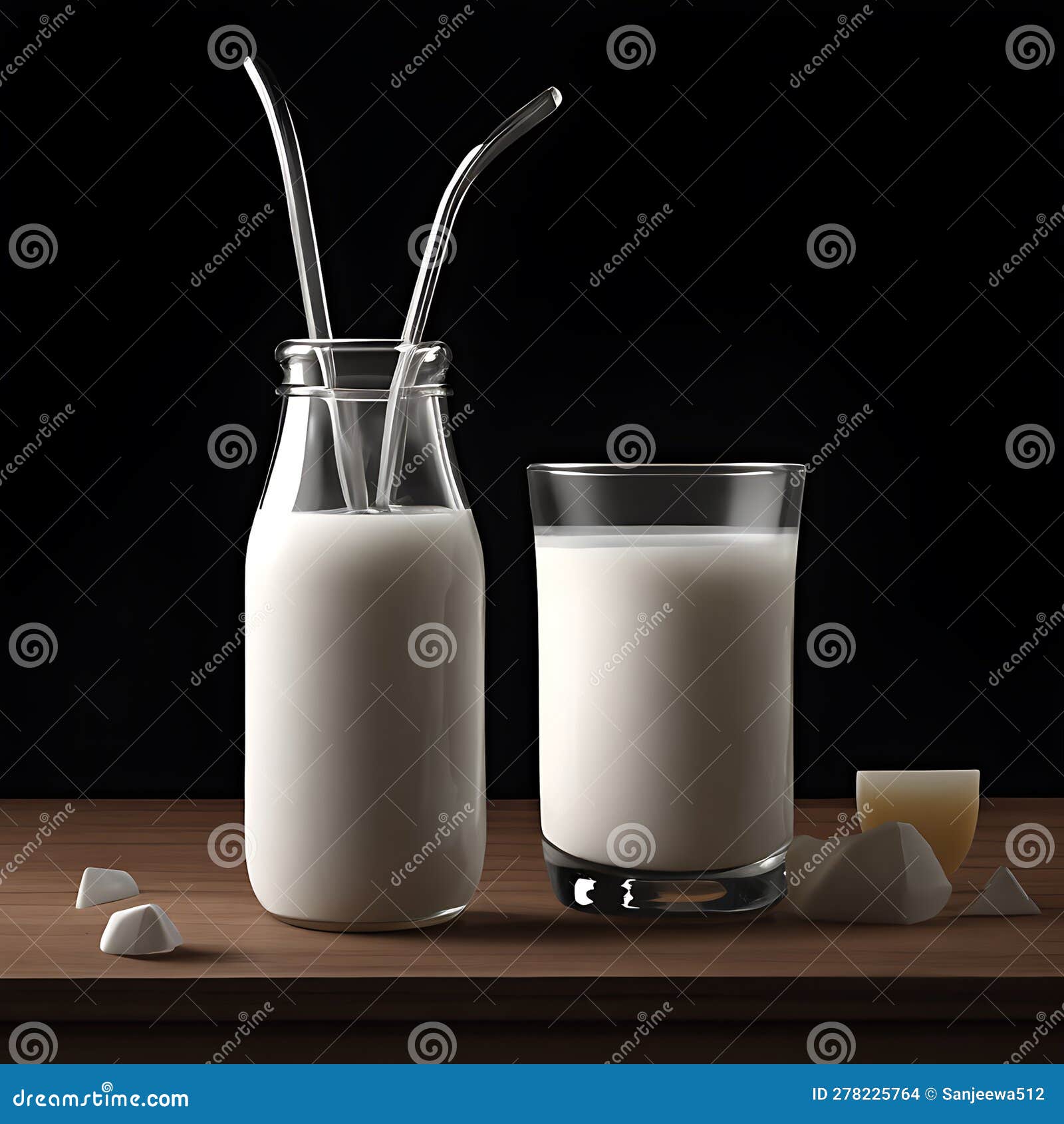 Glass of milk on the table stock illustration. Illustration of calcium ...