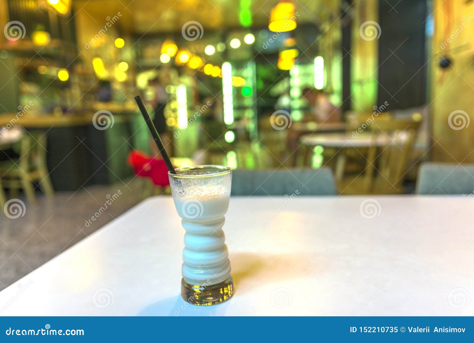 Glass of Milkshake on the Table in the Cafe Stock Image - Image of ...