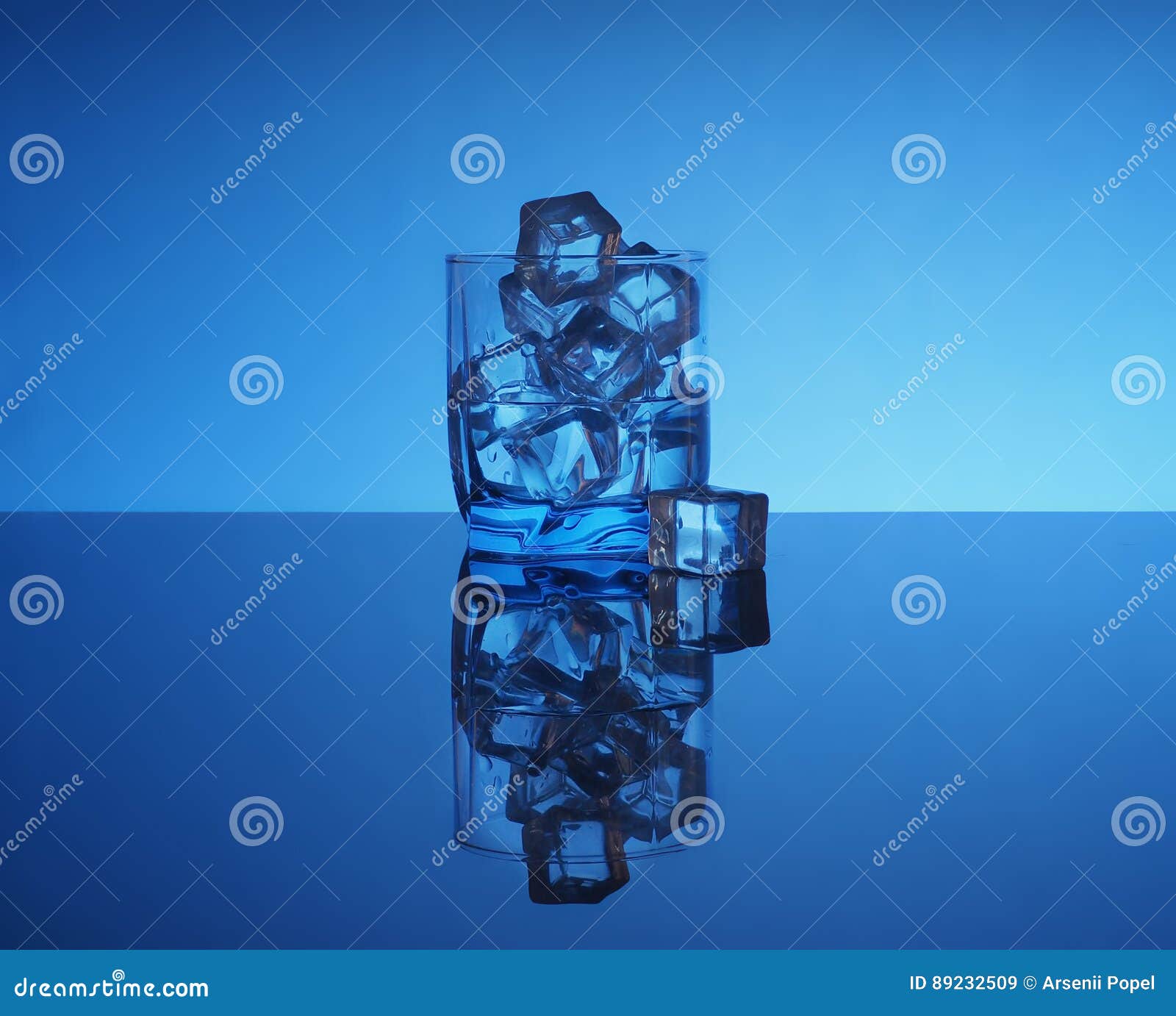 Glass of Mineral Clear Water with Ice Stock Image - Image of ...