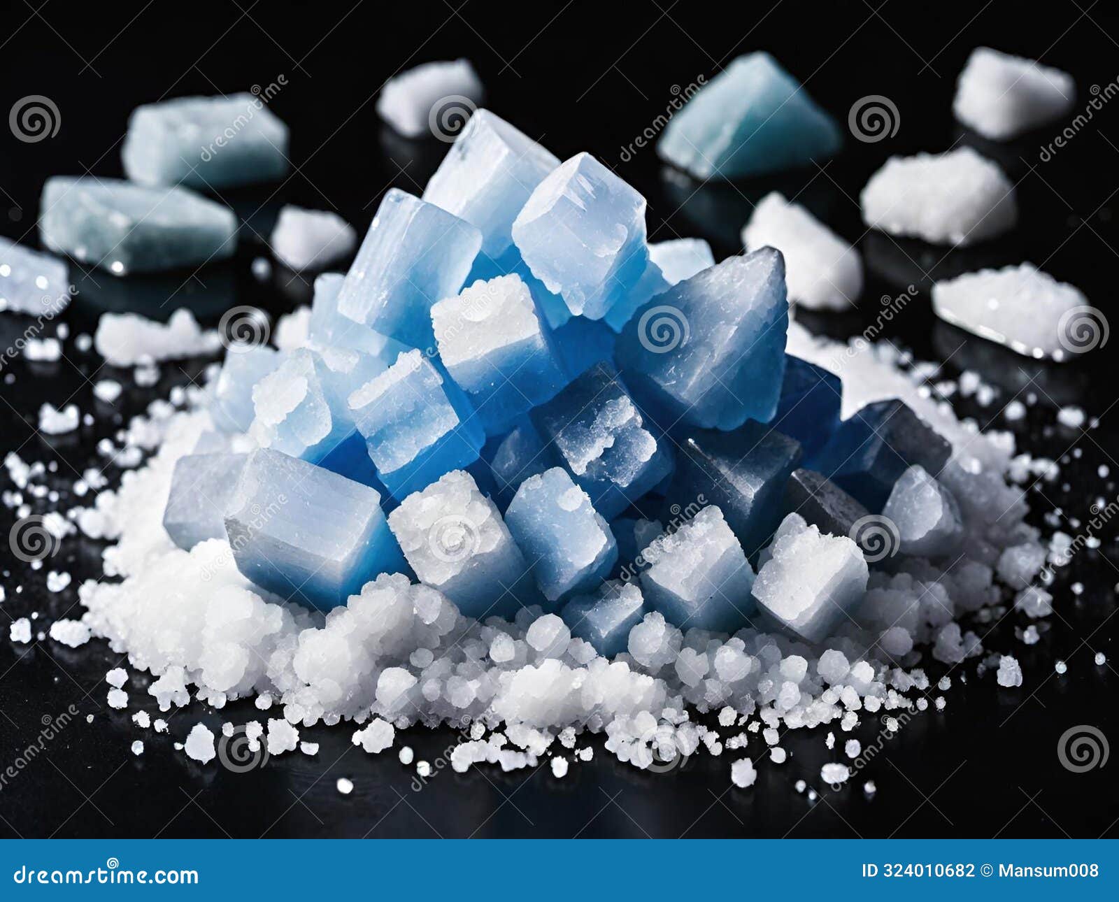 Glass of Mineral Salt on Black Background Stock Illustration ...