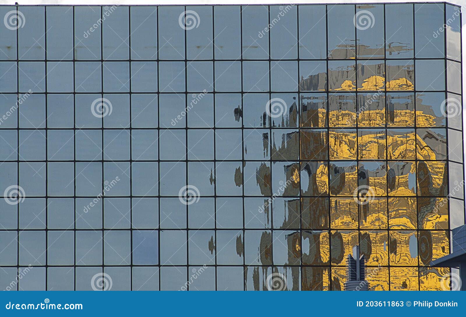 Glass Mirror Windows with Reflections of Buildings Stock Image - Image ...