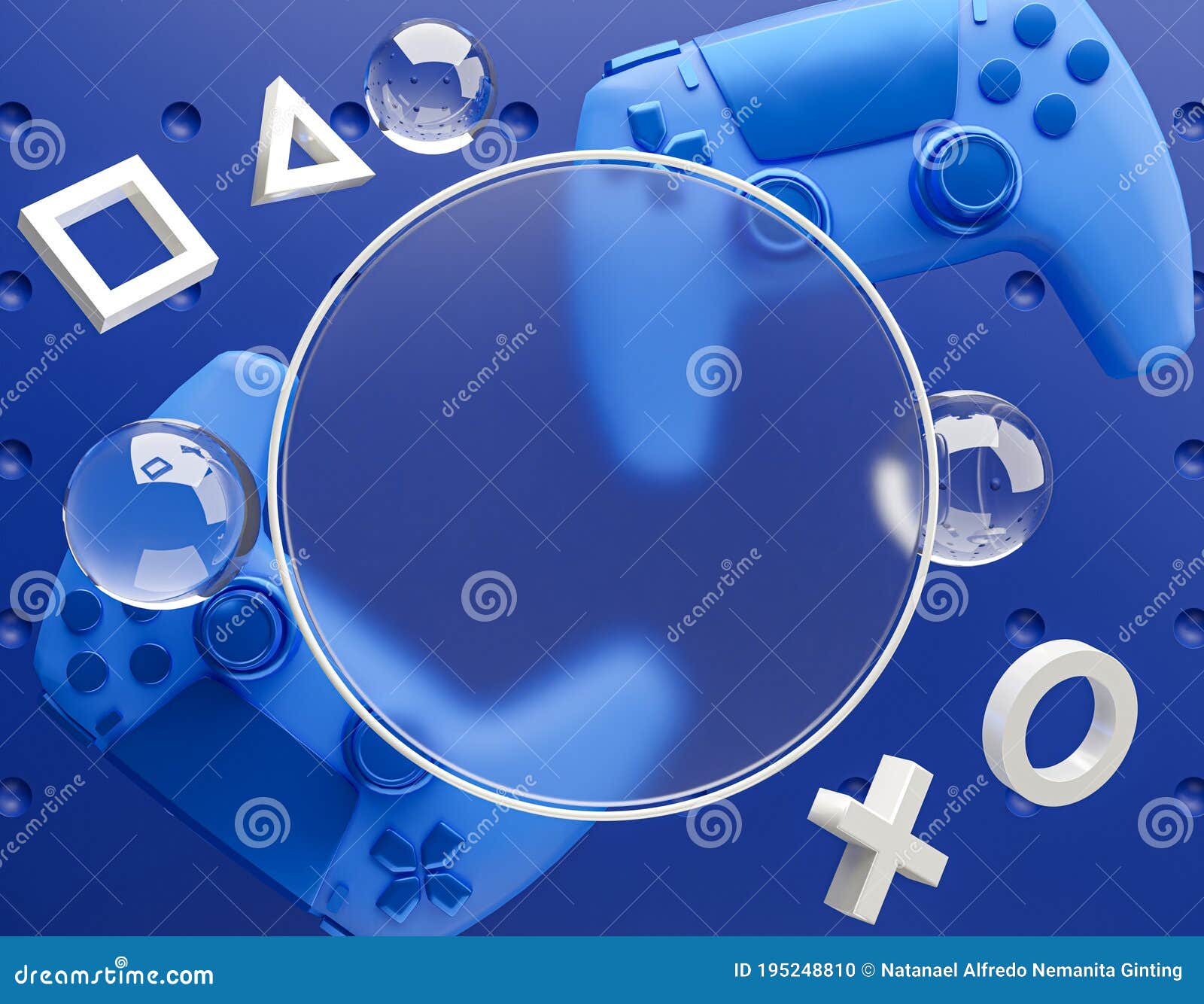 Glass Mockup Blue Gamepad Console 3D Rendering Stock Illustration ...