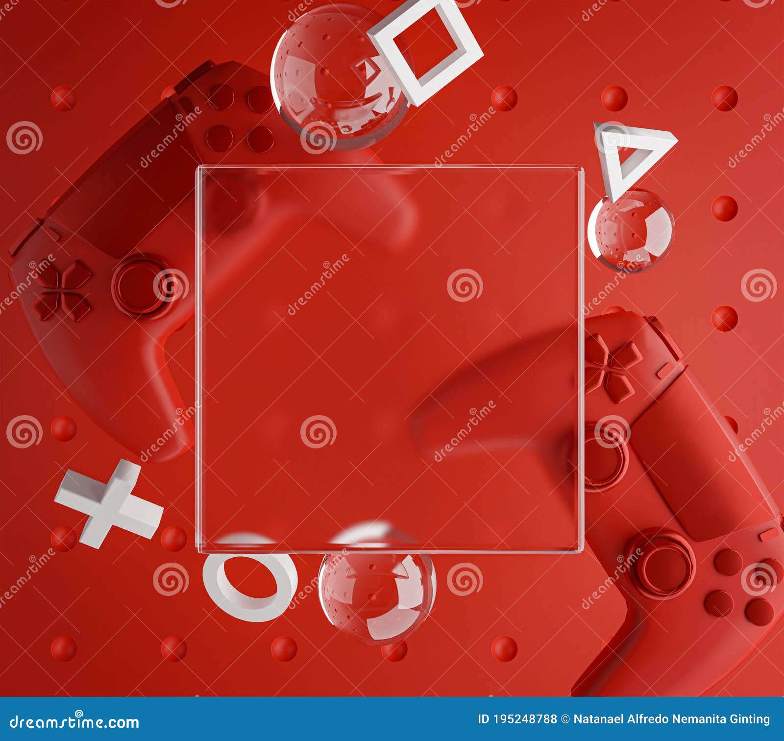 Glass Mockup Red Gamepad Console 3D Rendering Stock Illustration ...